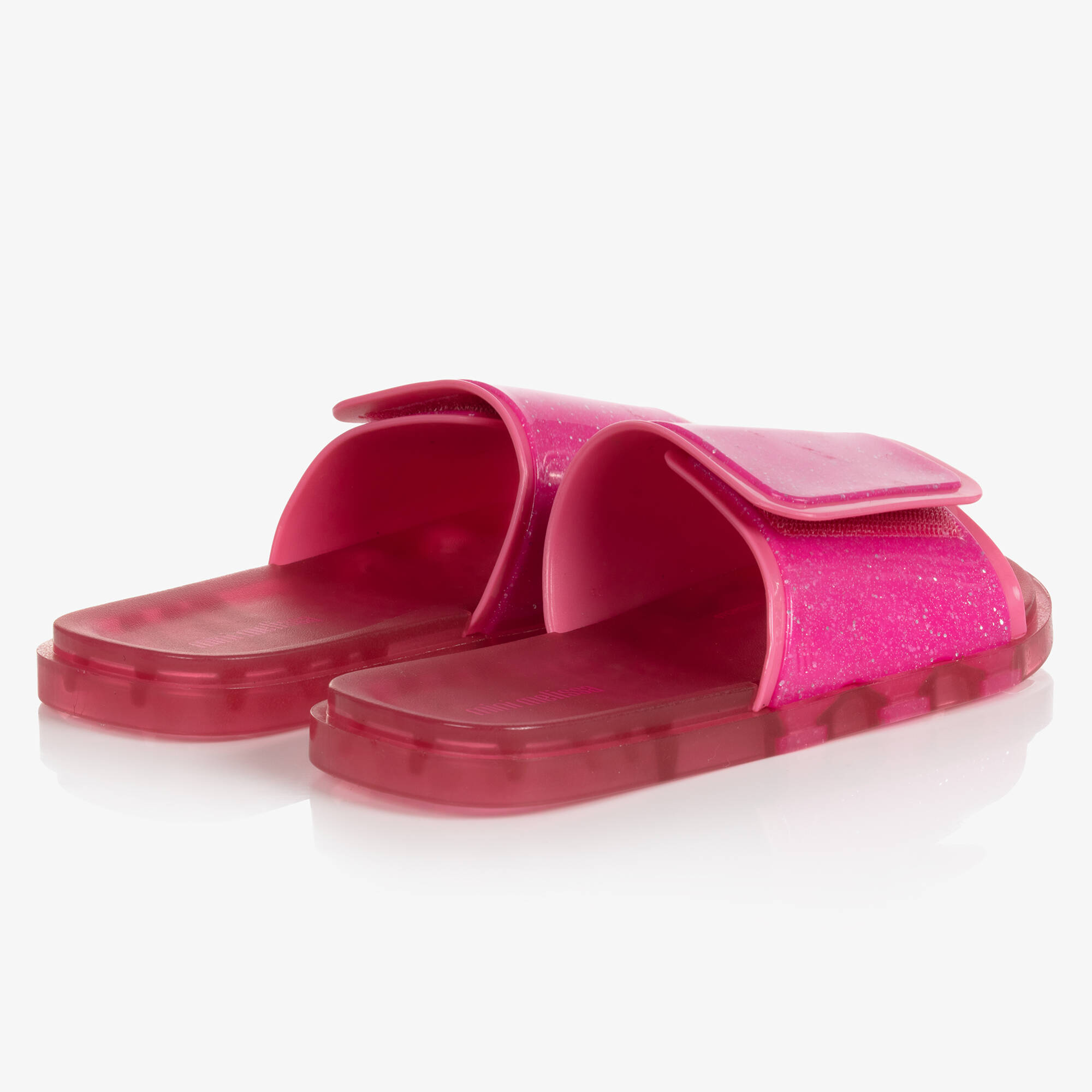 Mini Melissa - Girls Pink Glitter Jelly Sliders | Childrensalon Outlet