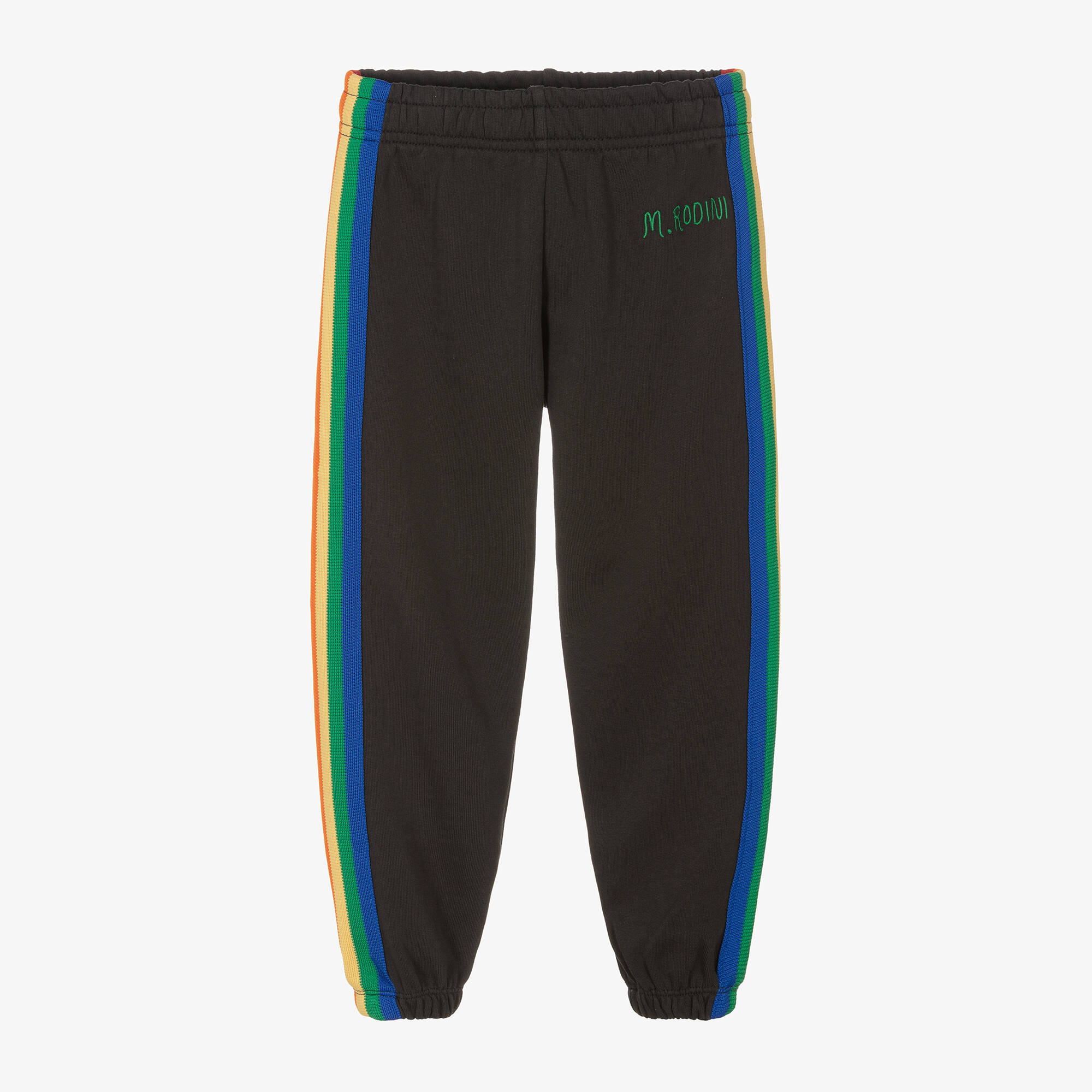 Mini Rodini - Black Cotton Rainbow Stripe Joggers | Childrensalon Outlet