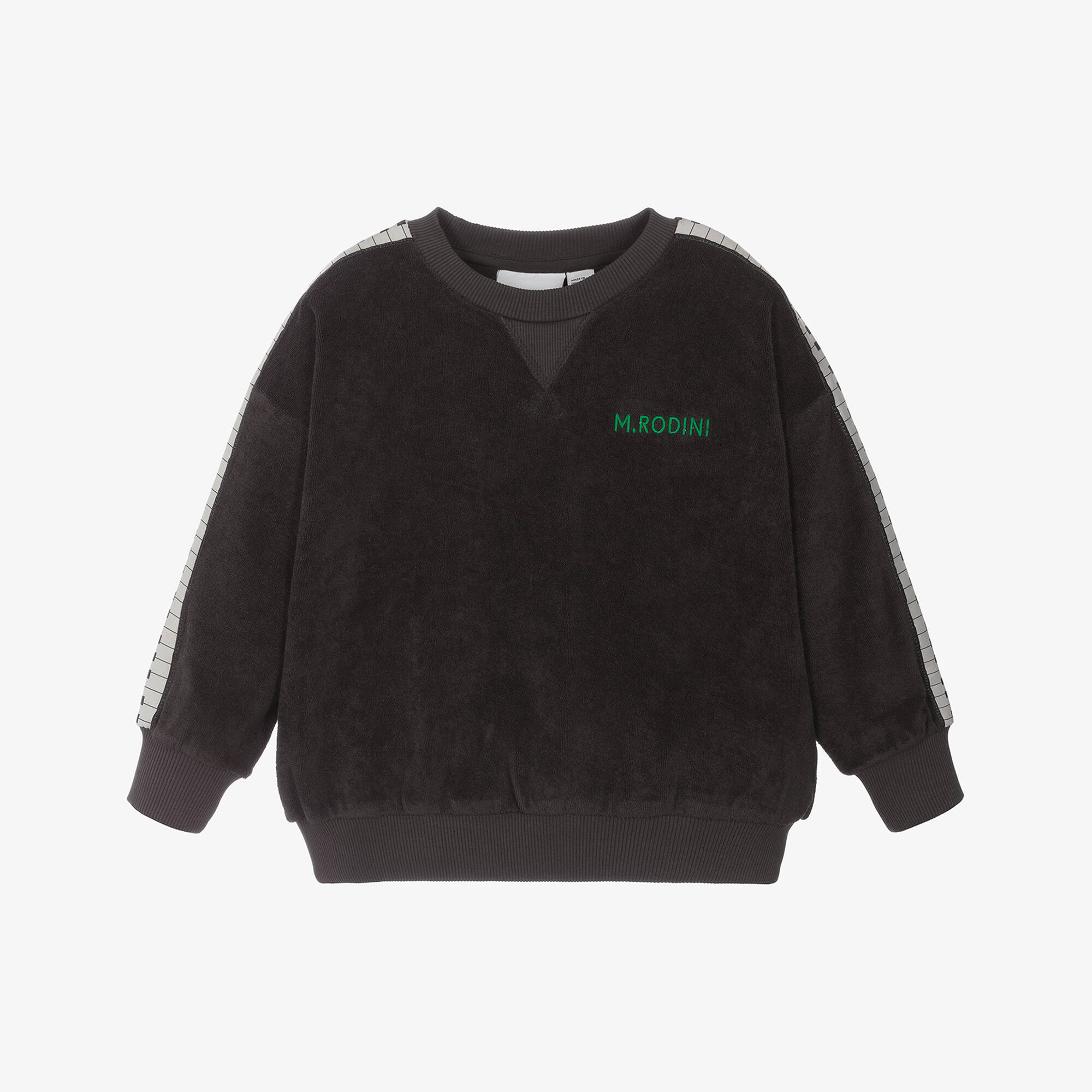 Mini Rodini - Boys Charcoal Towelling Piano Sweatshirt | Childrensalon ...