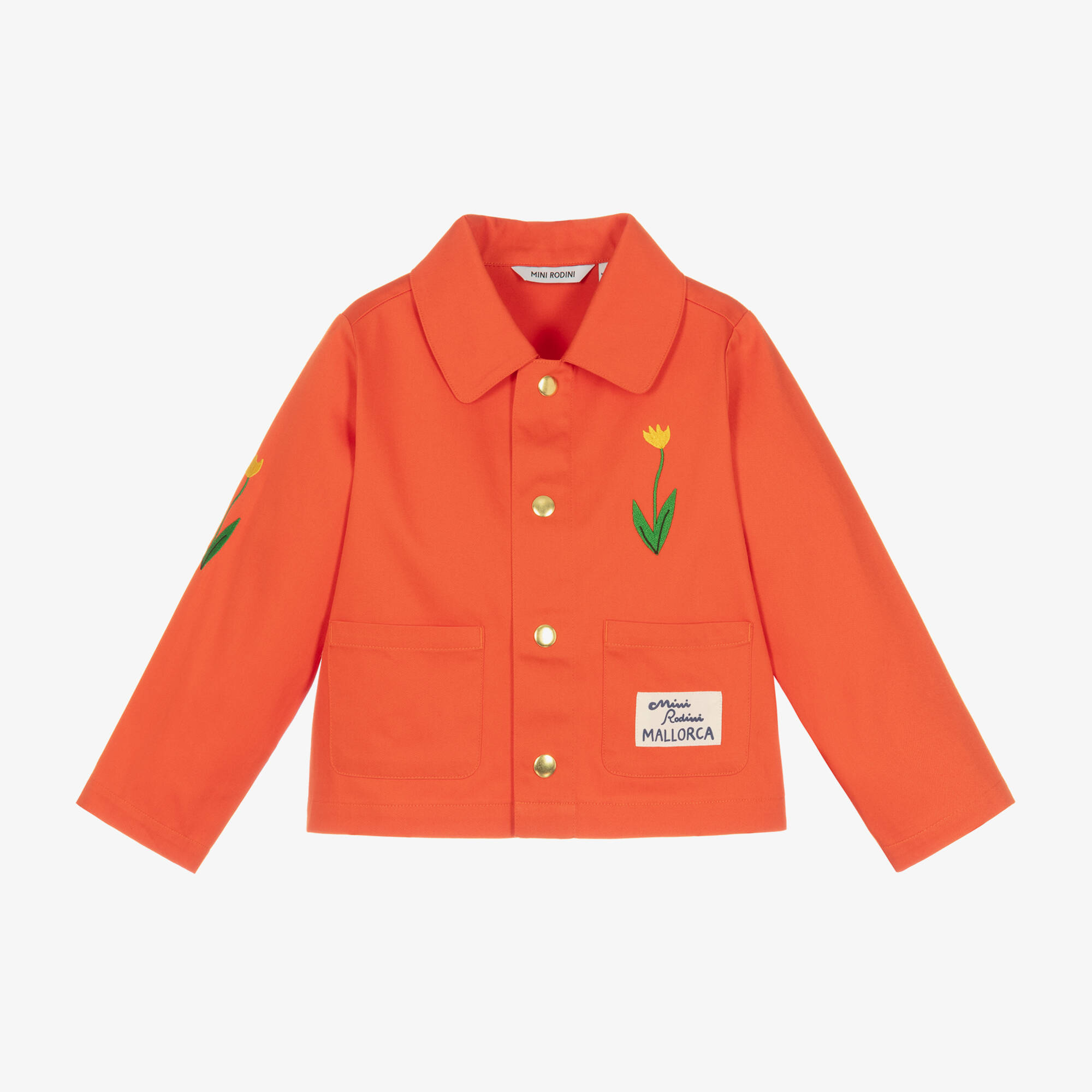 Mini Rodini - Girls Floral Embroidered Cotton Jacket | Childrensalon Outlet