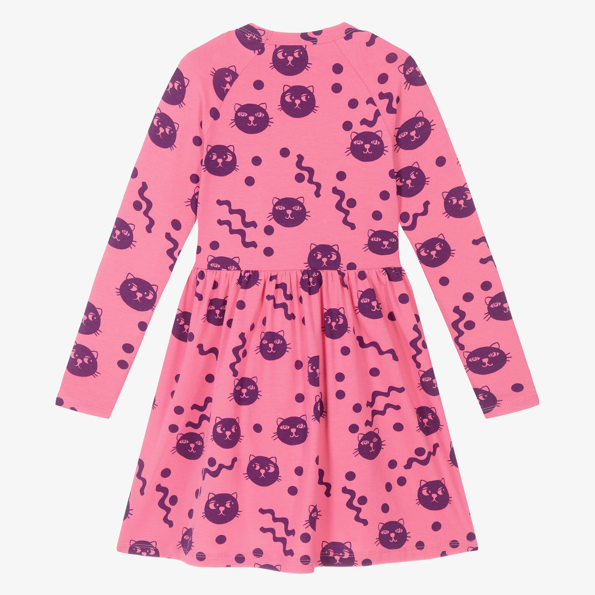 Mini Rodini - Girls Whimsical Cat Pink Dress | Childrensalon Outlet