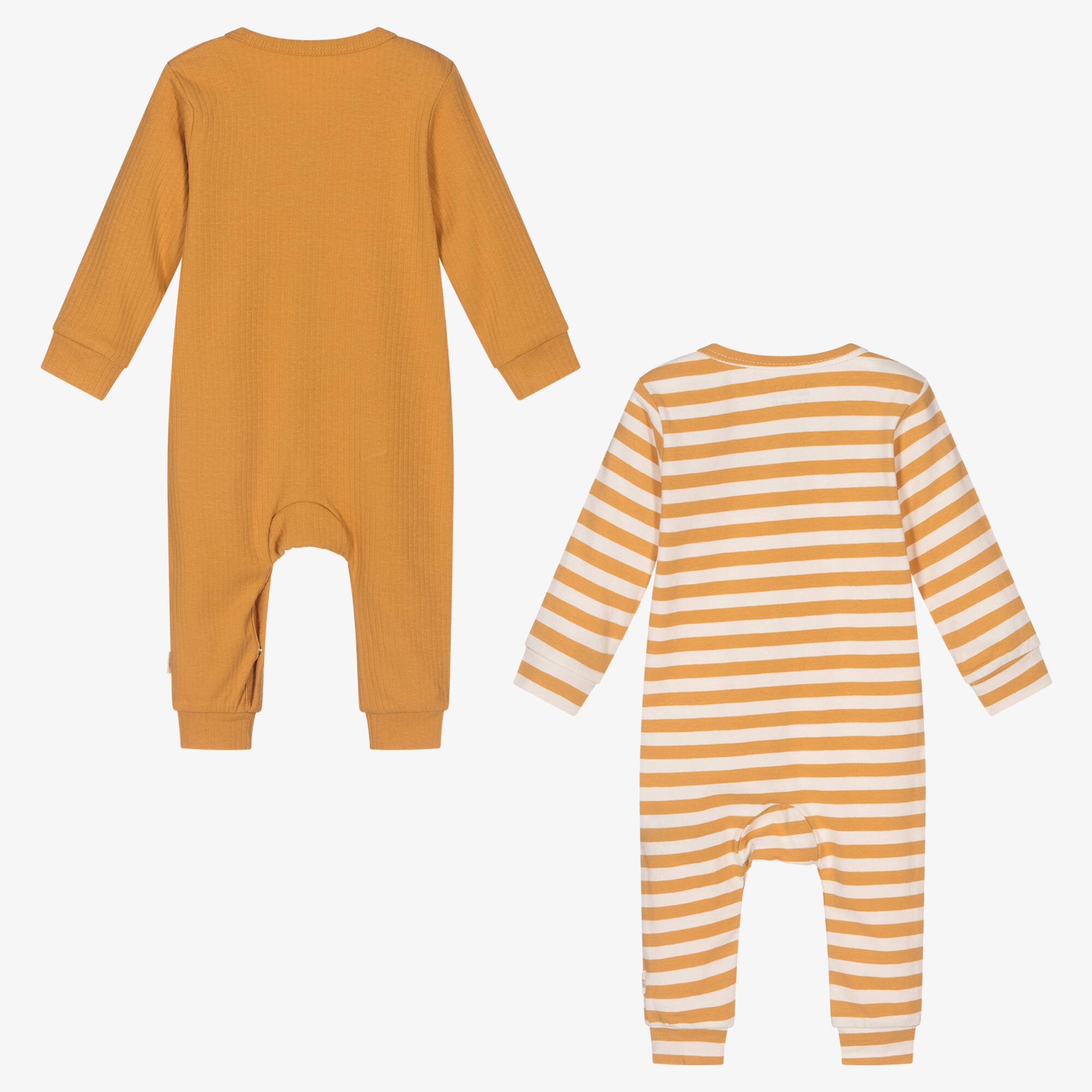 Minymo - Yellow Cotton Rompers (2 Pack) | Childrensalon Outlet