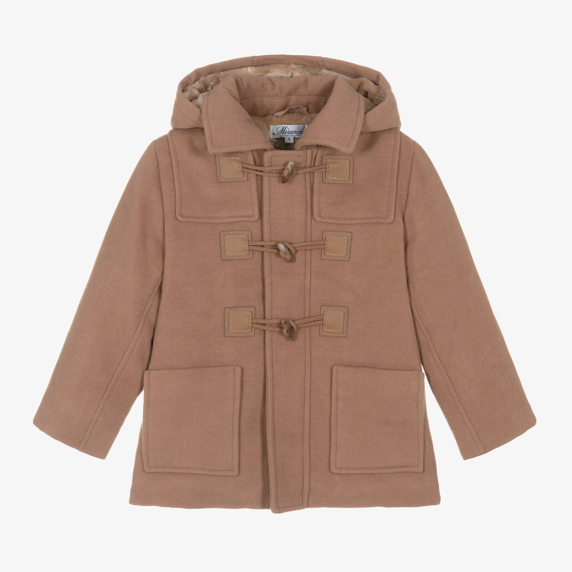 Miranda - Boys Hooded Beige Toggle Coat | Childrensalon Outlet