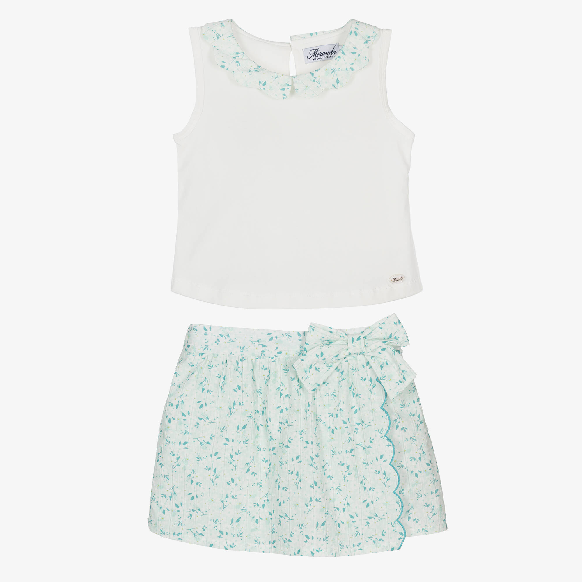 Miranda - Girls Ivory & Green Skort Ensemble | Childrensalon Outlet