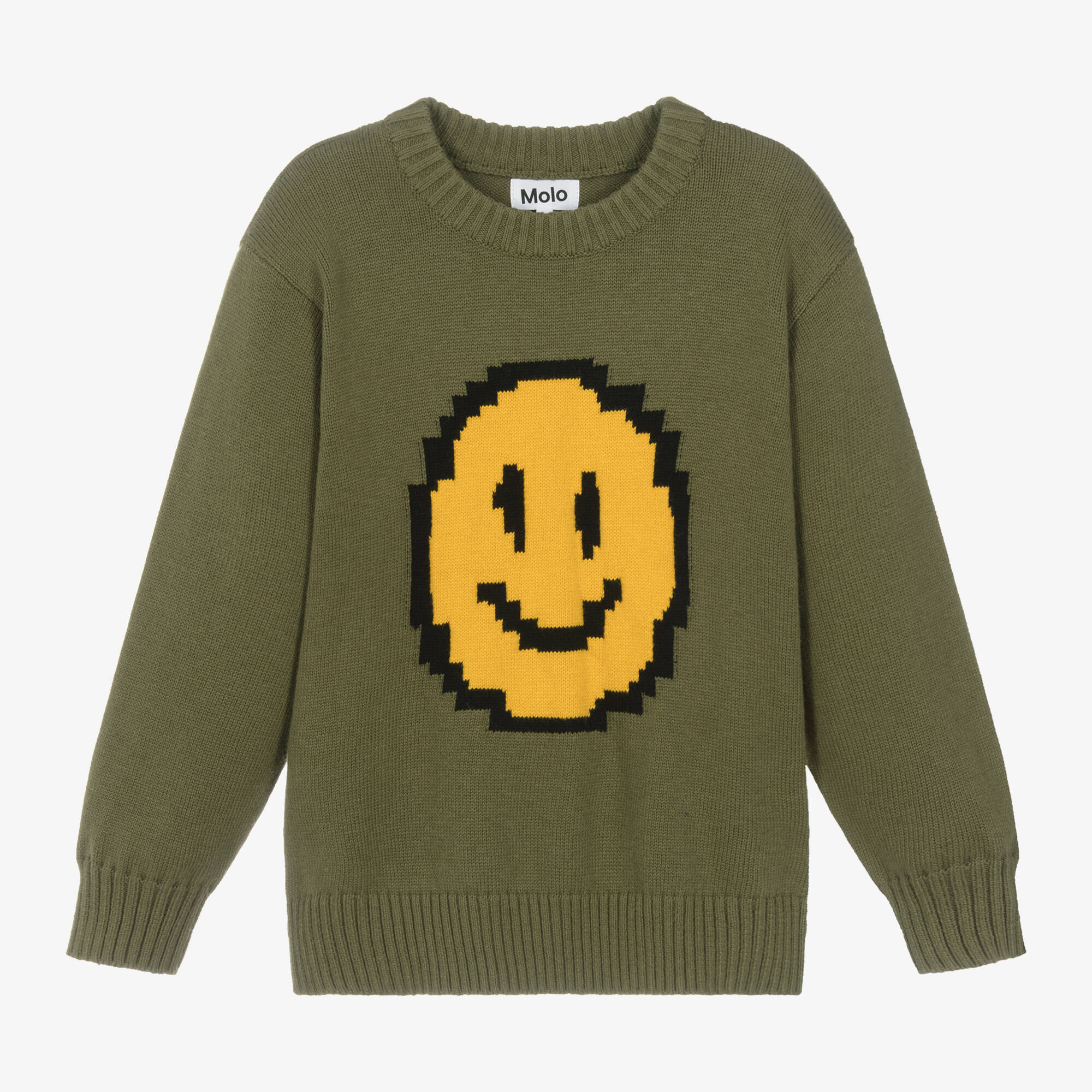 Molo - Boys Green Smile Knit Jumper | Childrensalon Outlet