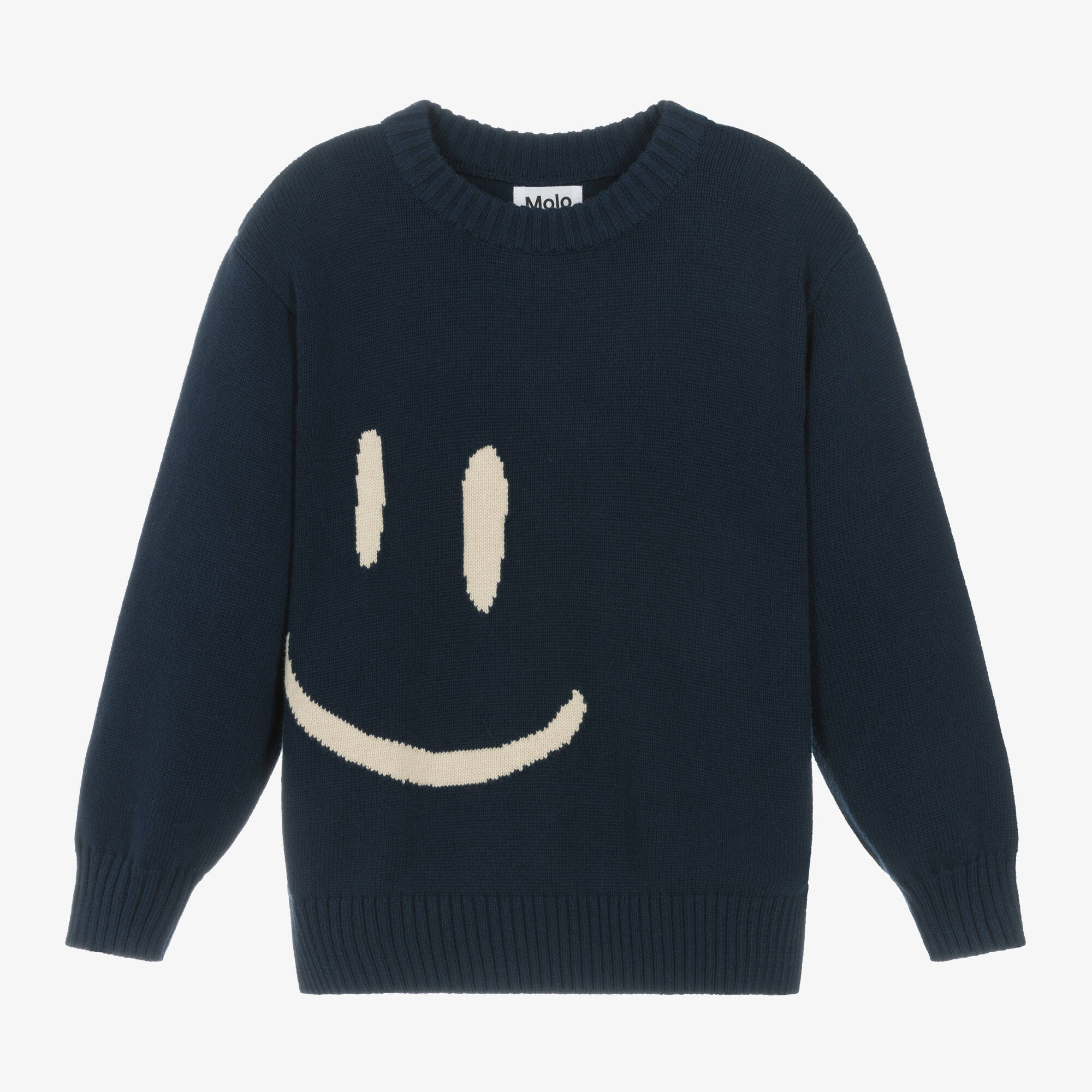 Molo - Junior Boys Navy Smiley Jumper | Childrensalon Outlet