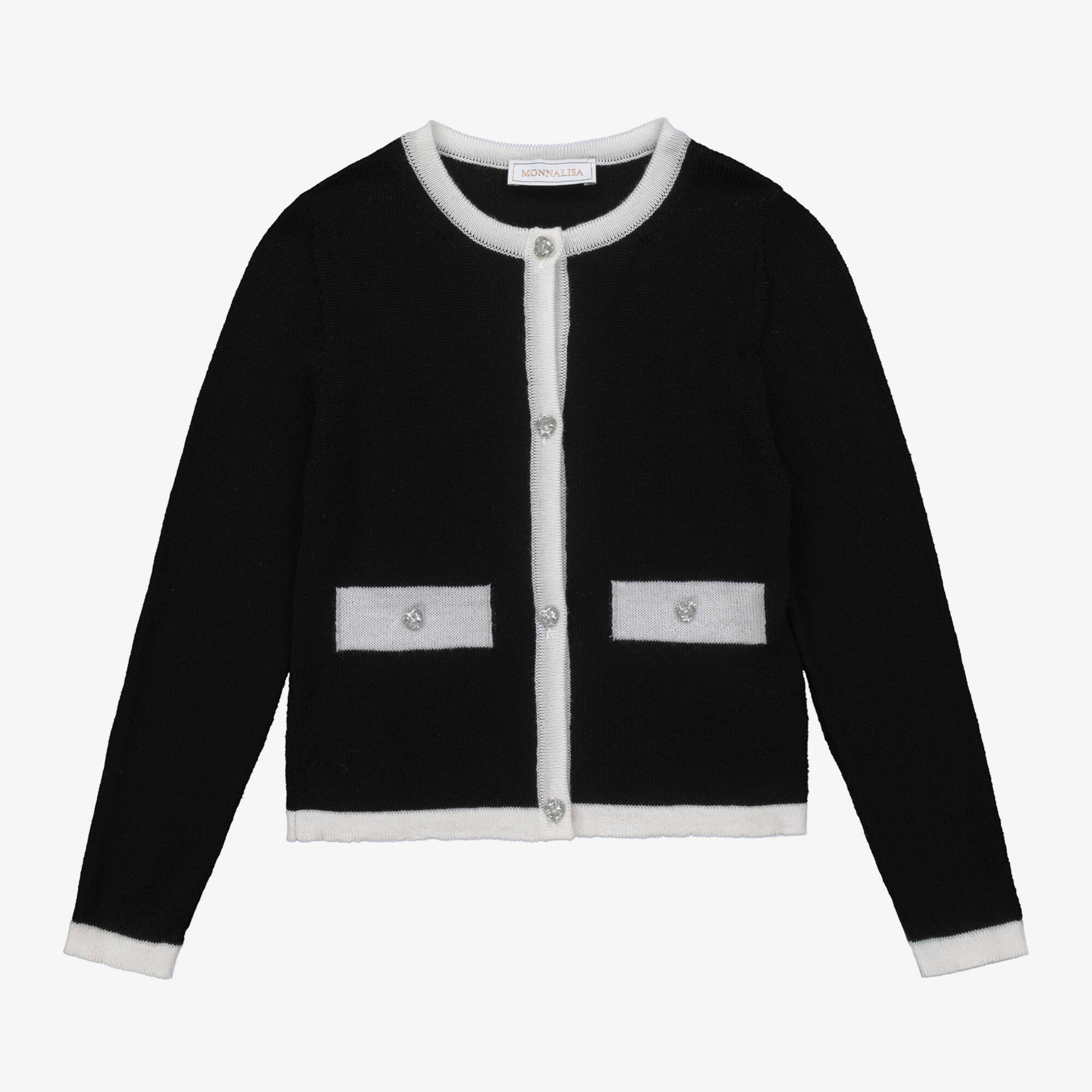 Monnalisa - Girls Wool Knit Cardigan in Black | Childrensalon Outlet