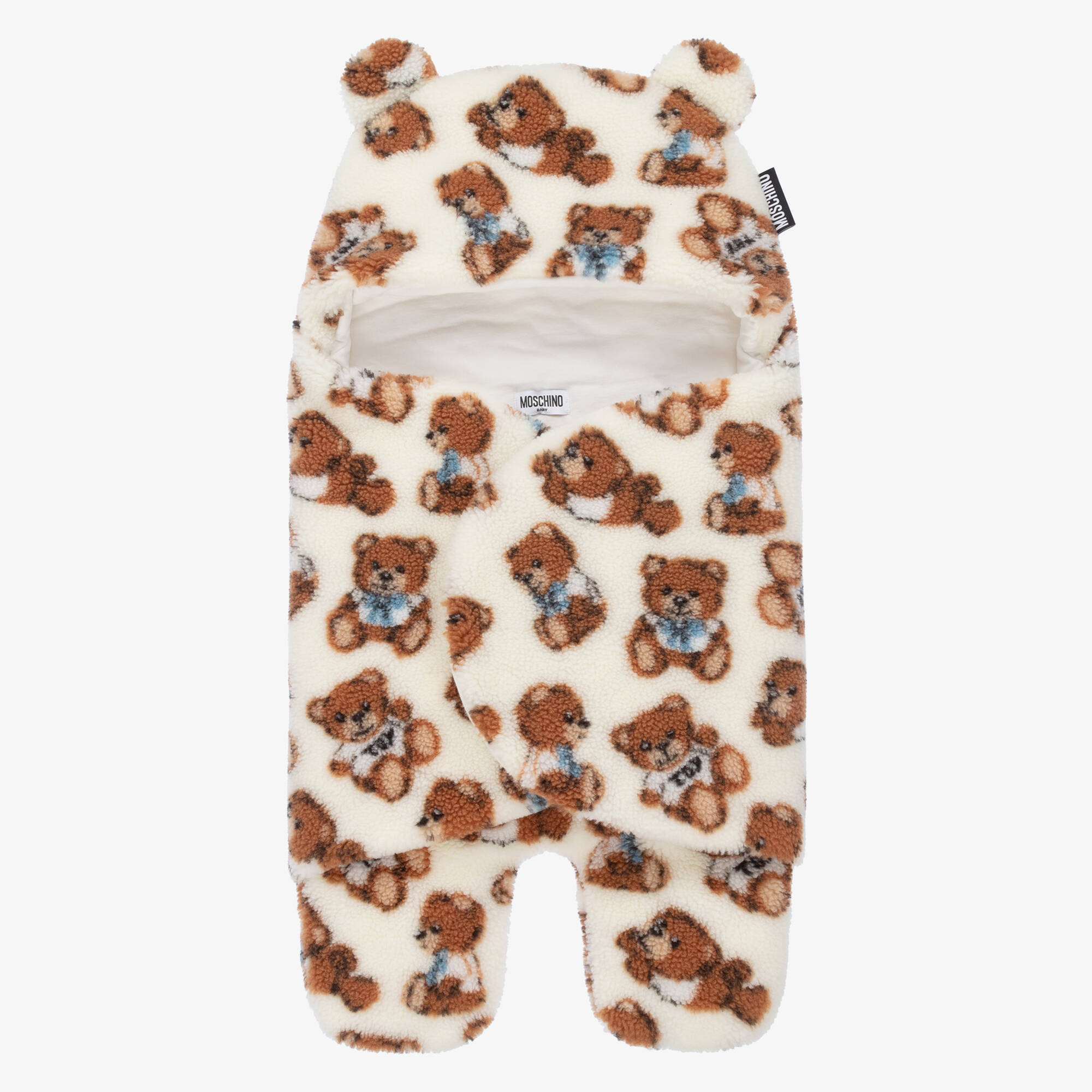 Moschino Baby - Boys Ivory Plush Snuggle Cocoon | Childrensalon Outlet