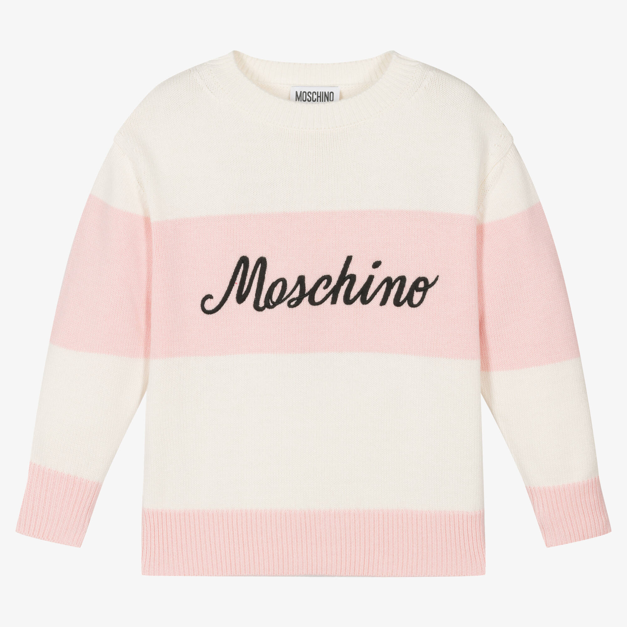 Moschino Kid-Teen - Girls Pink & Ivory Striped Sweater | Childrensalon ...