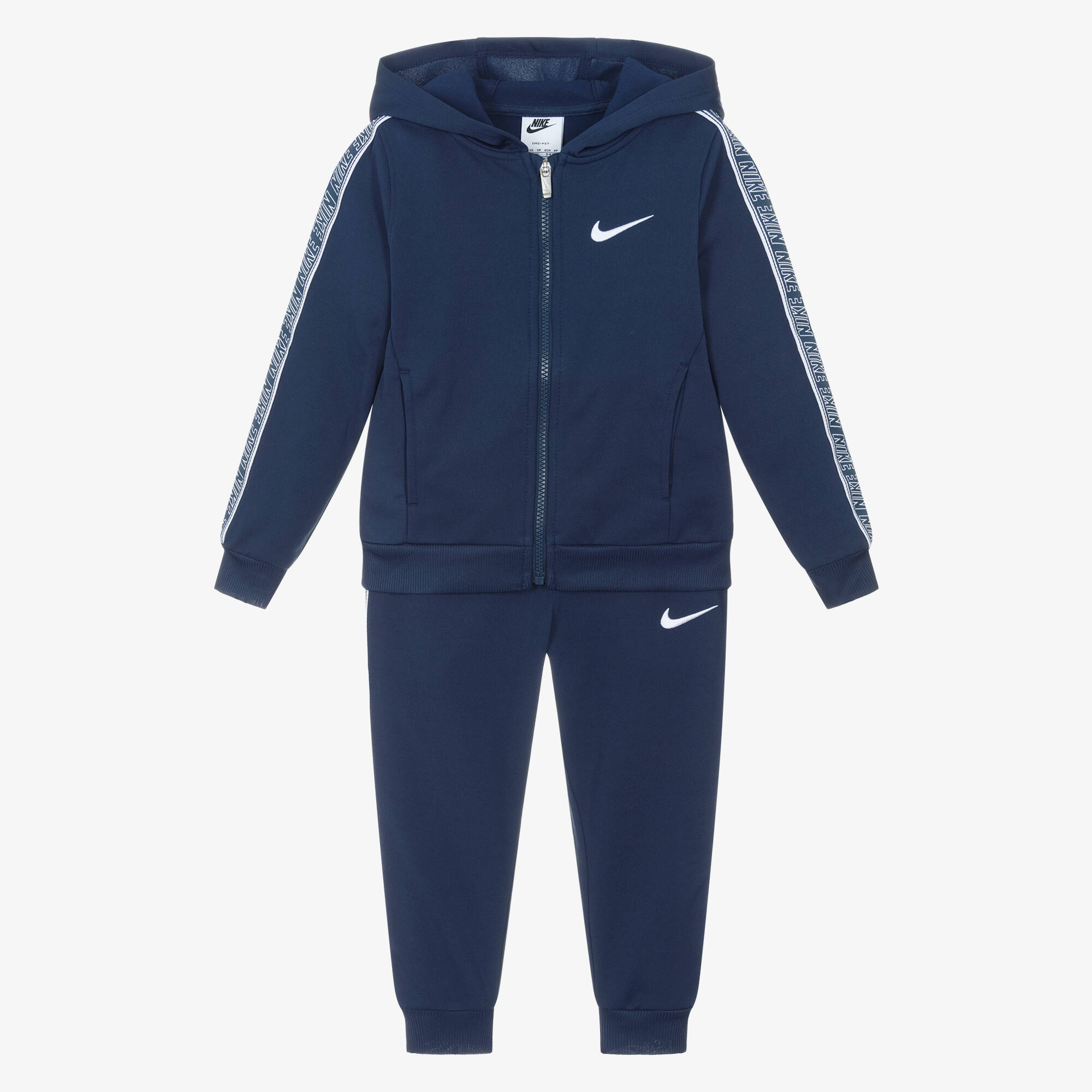 Nike - Navy Blue Dri-FIT Tracksuit with Logo Tape Trims | Childrensalon ...
