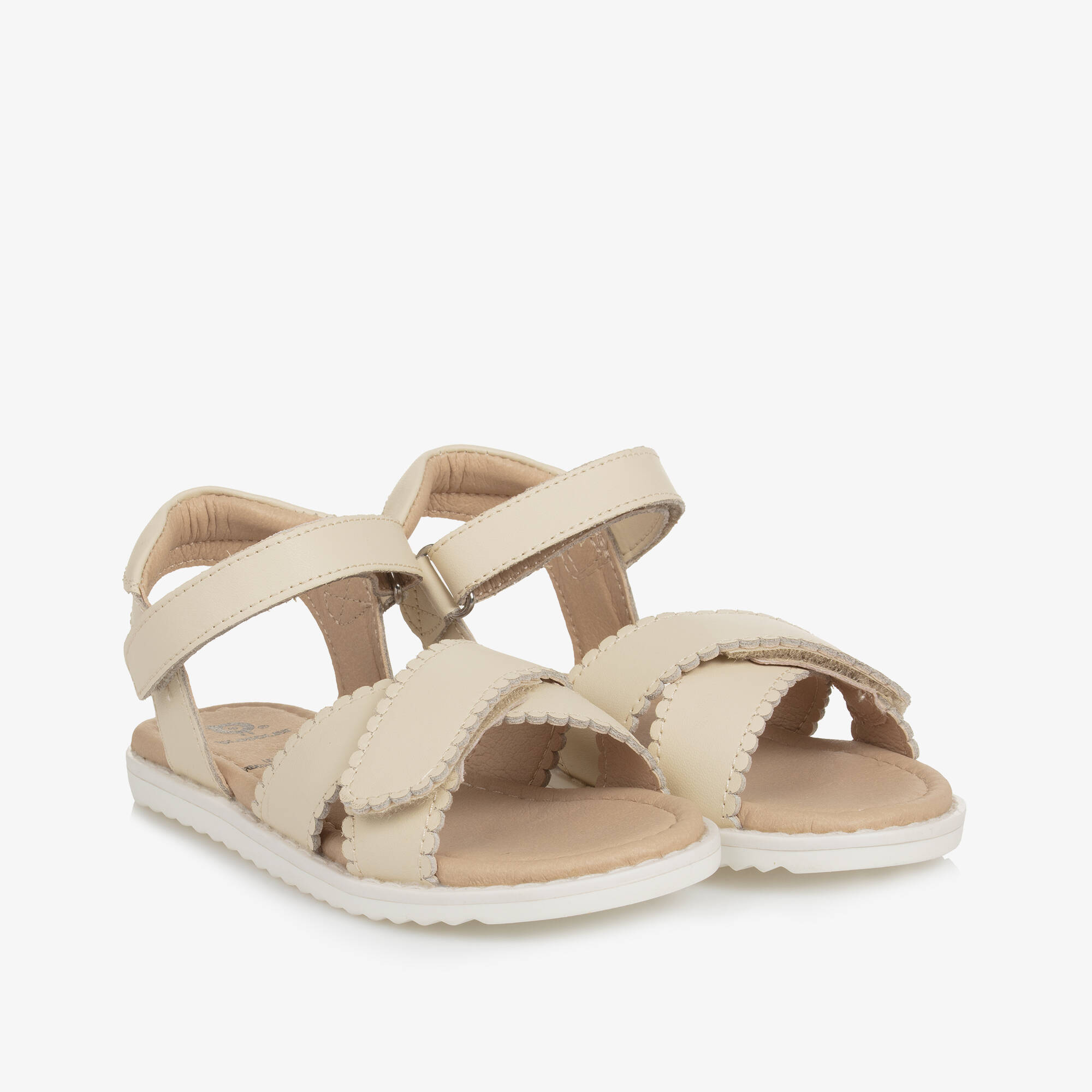 Old Soles - Girls Cream Crossover Leather Velcro Shoes | Childrensalon ...