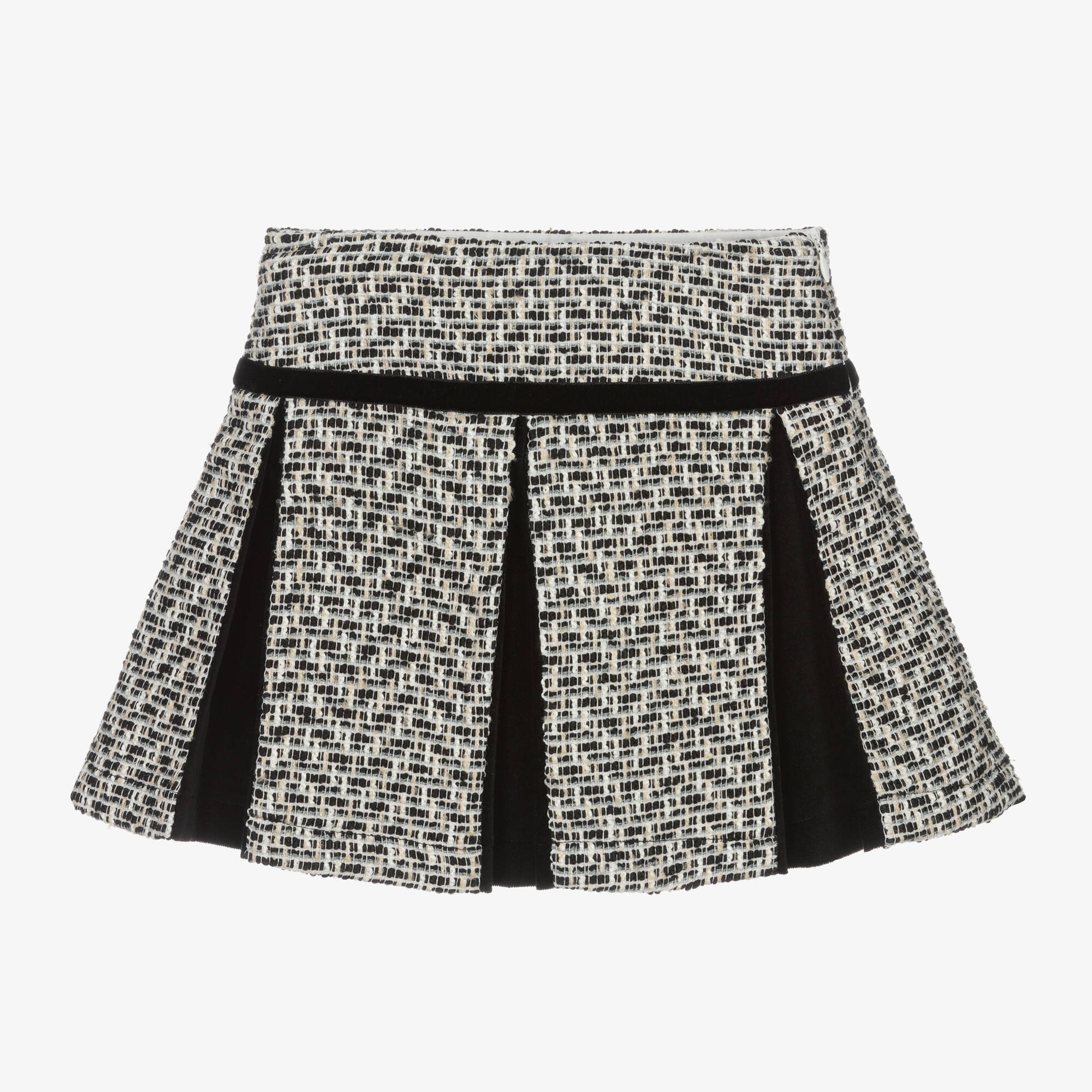 Patachou - Girls Black & Ivory Tweed Skirt | Childrensalon Outlet