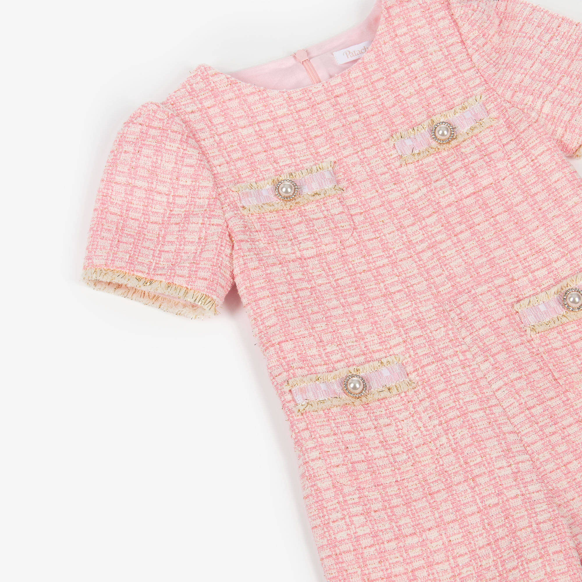 Patachou - Girls Elegant Pink Tweed Jumpsuit | Childrensalon Outlet
