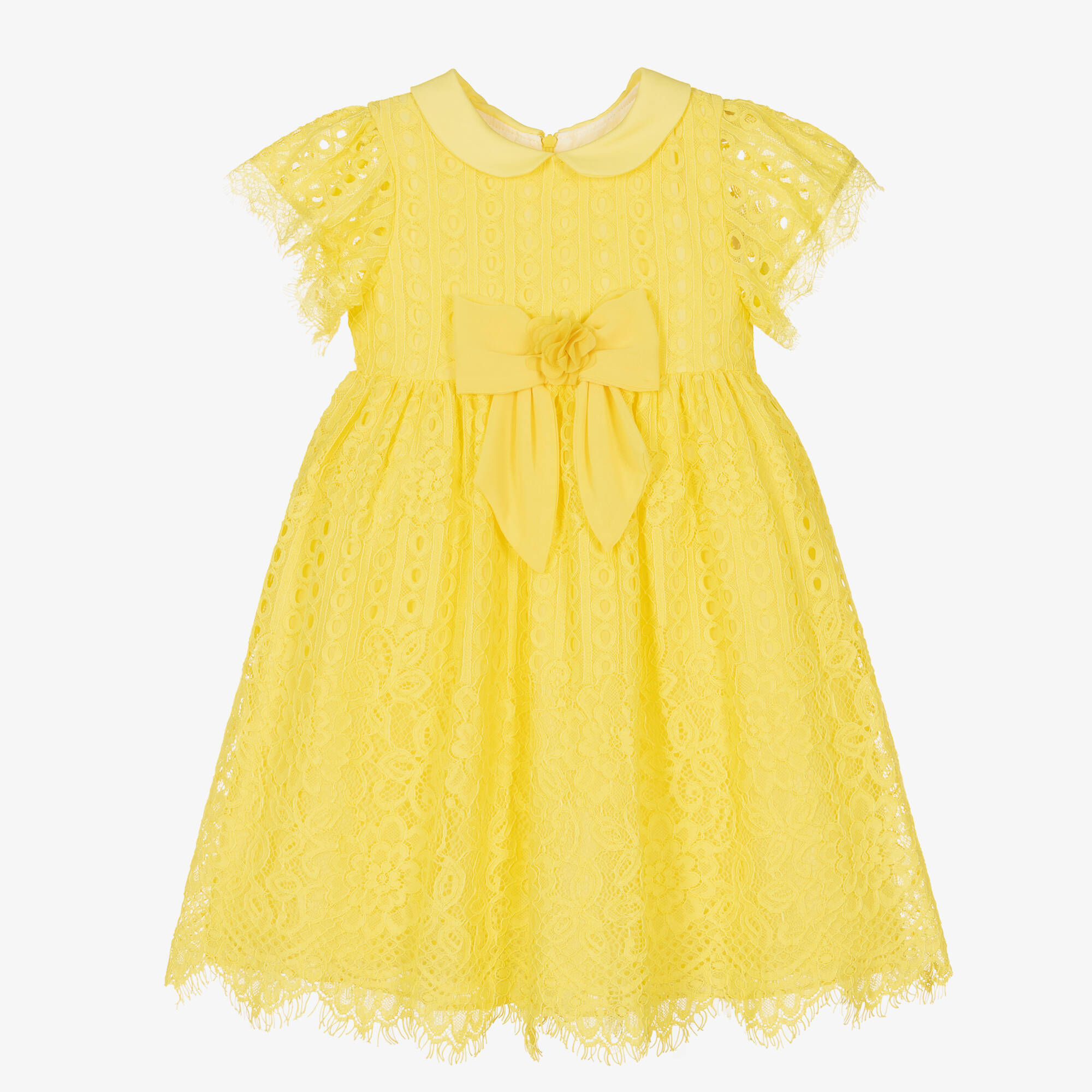 Patachou - Girls Yellow Floral Lace Dress | Childrensalon Outlet