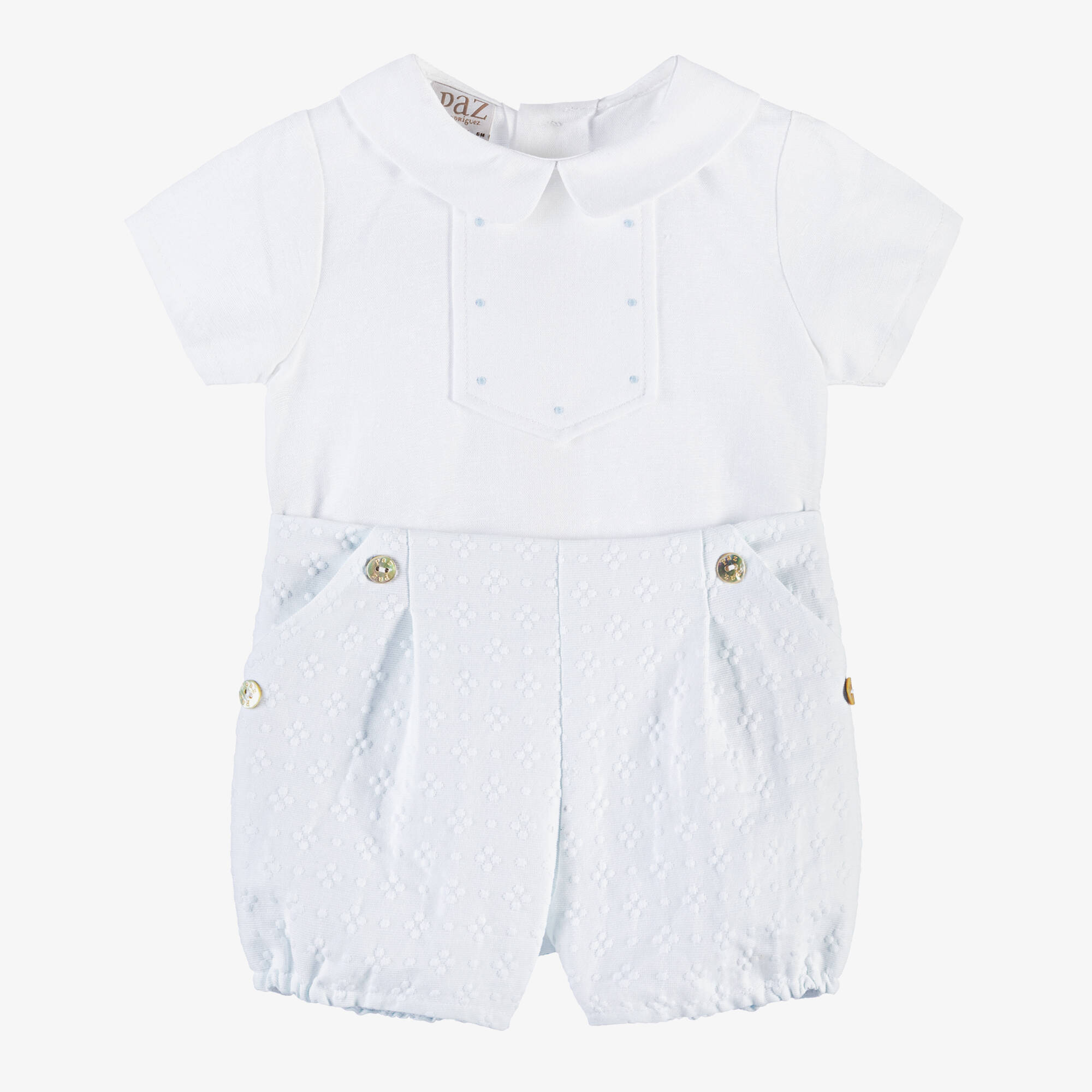 PAZ Rodríguez - Baby Boys White Cotton & Linen Shorts Set ...