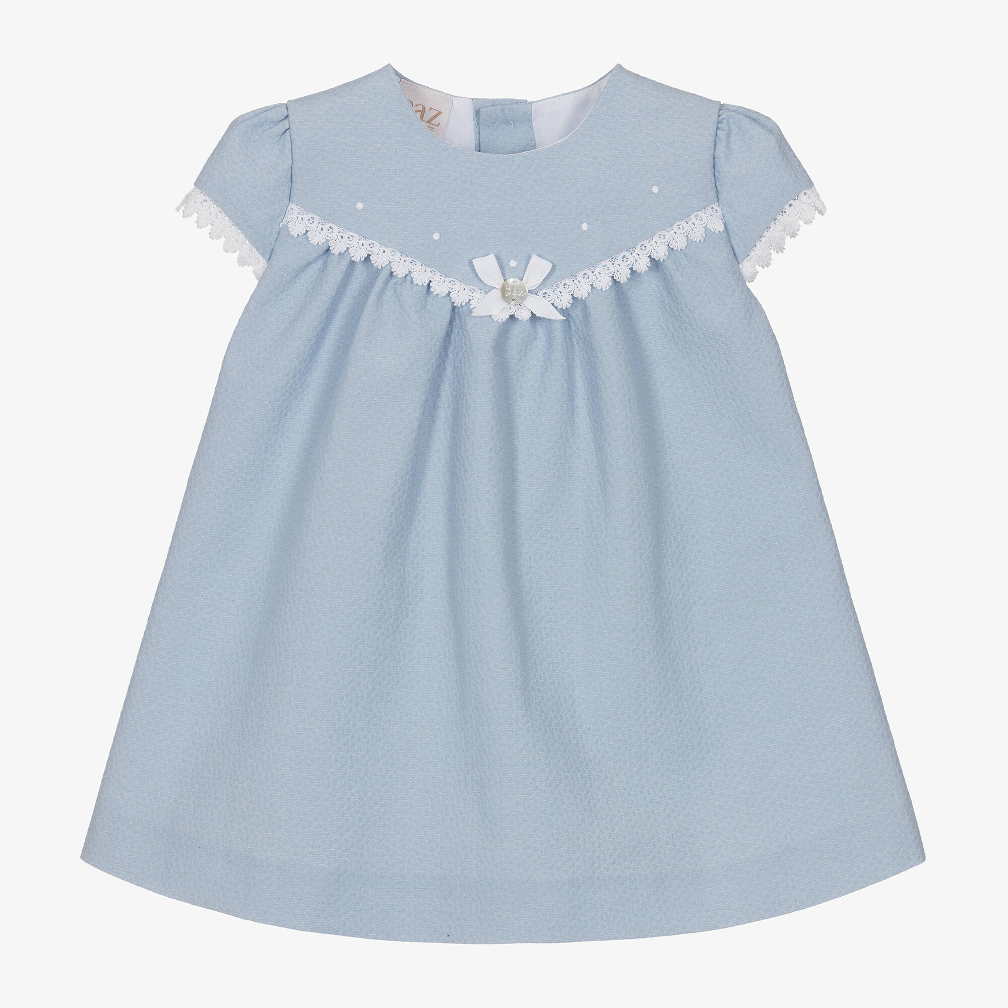 PAZ Rodríguez - Baby Girls Blue Lace Trimmed Dress | Childrensalon Outlet