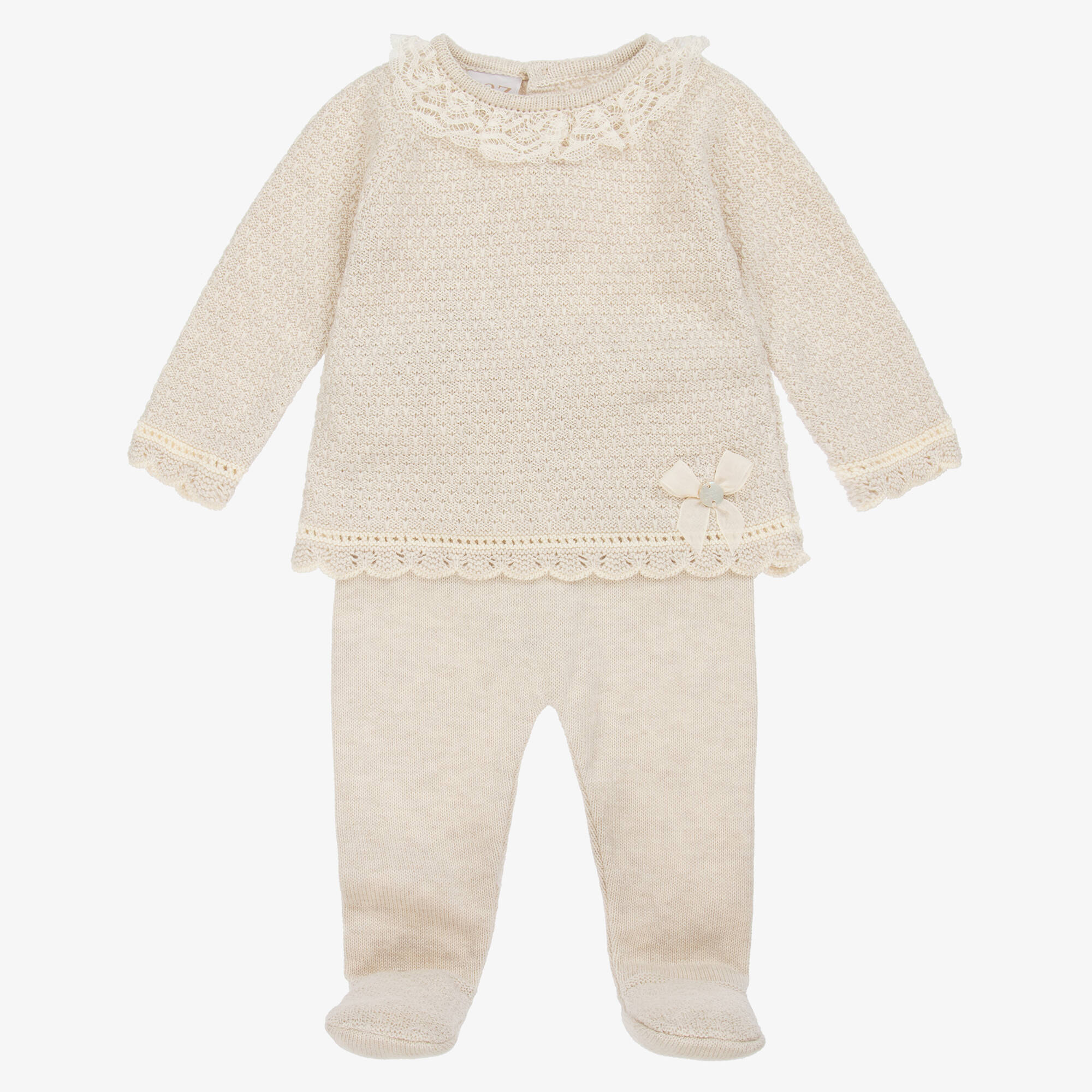 PAZ Rodríguez - Boys Beige Soft Knit Baby Outfit | Childrensalon Outlet