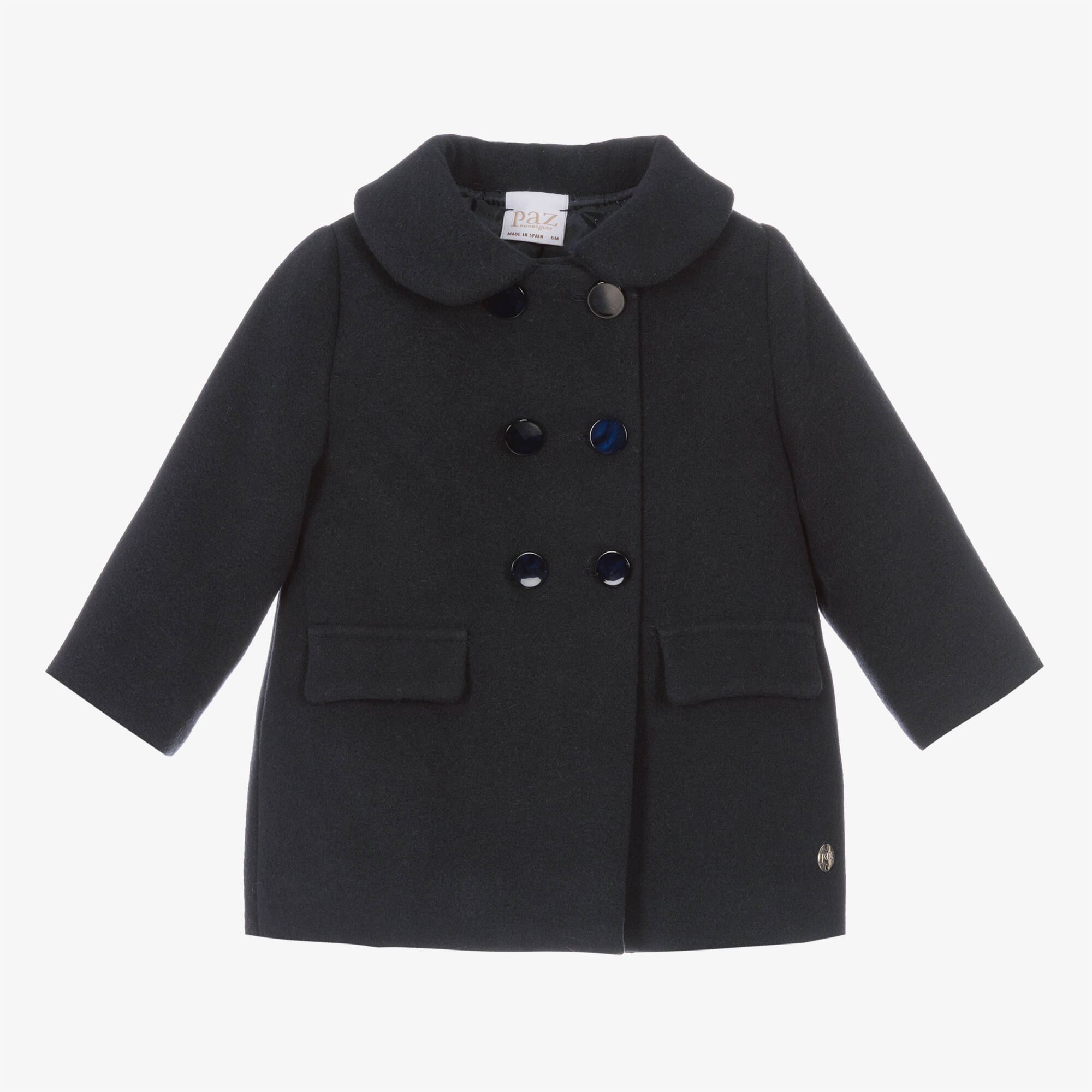 PAZ Rodríguez - Girls Navy Blue Felted Coat | Childrensalon Outlet