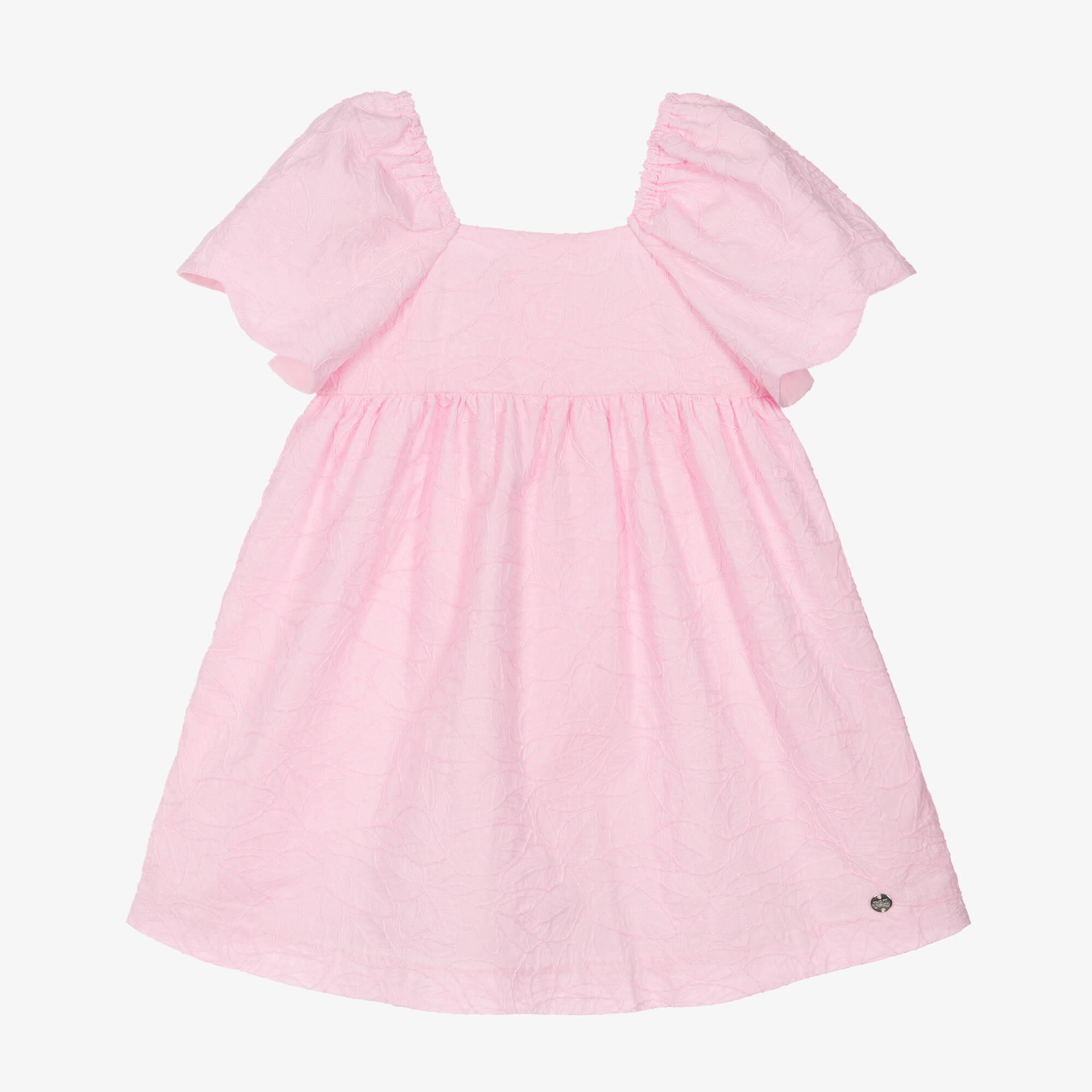 PAZ Rodríguez - Girls Pink Leaf-Embroidered Cotton Dress ...