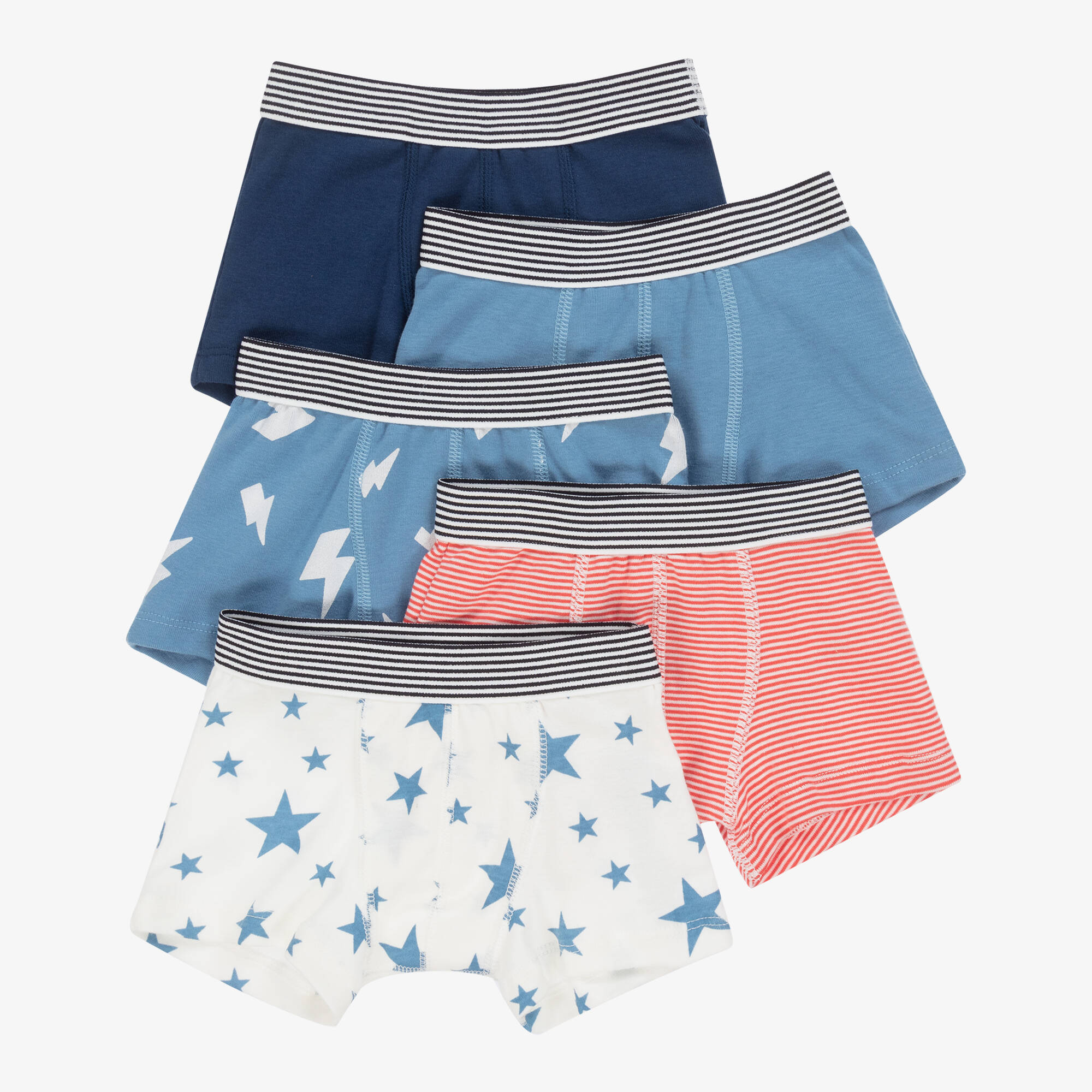 Petit Bateau - Boys Blue Organic Cotton Boxers Set | Childrensalon Outlet