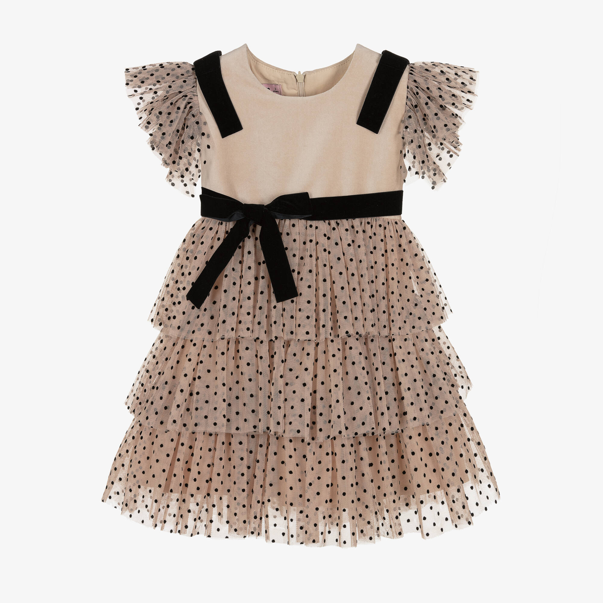 Phi Clothing - Girls Beige Tulle Dress | Childrensalon Outlet