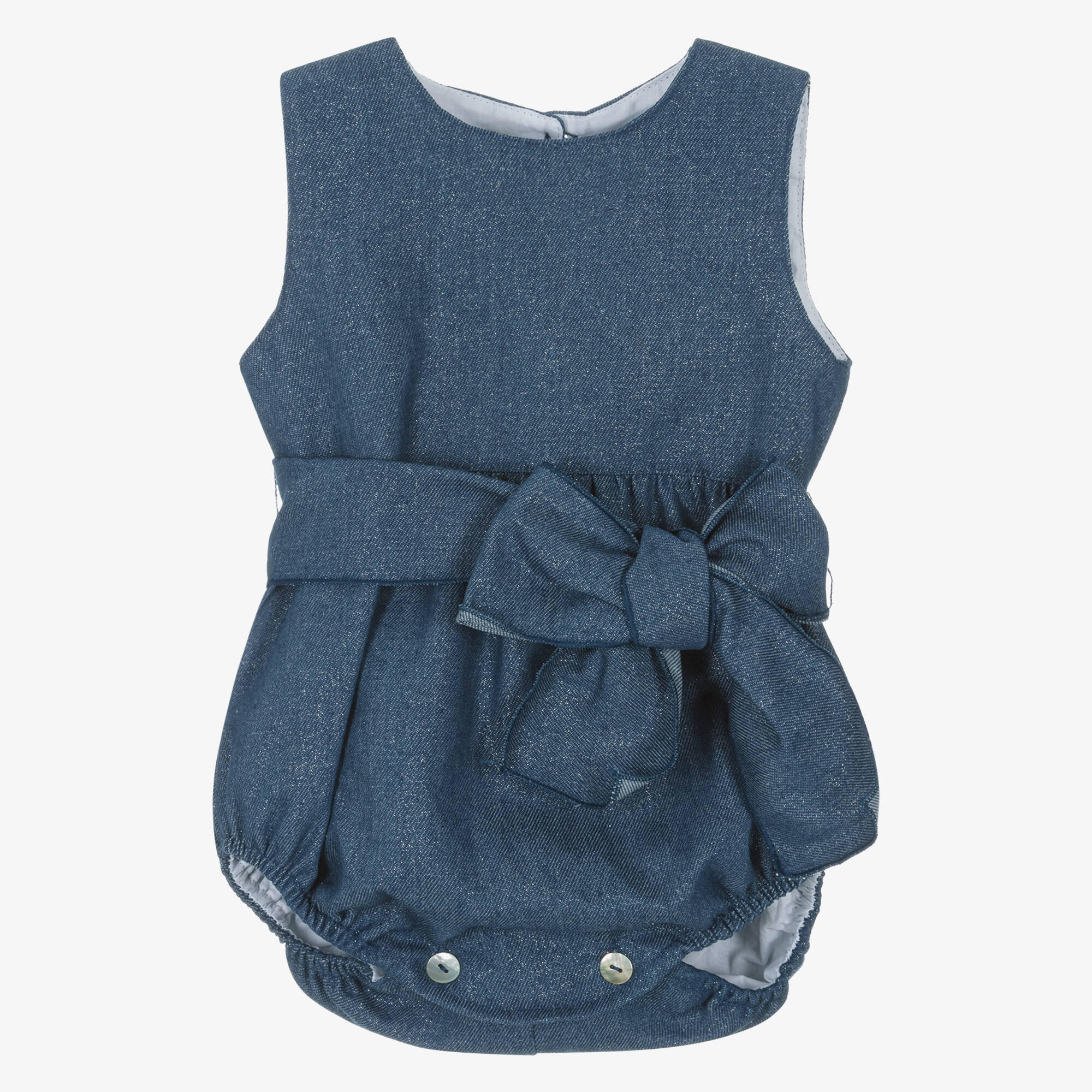 Phi Clothing - Girls Chambray Blue Romper Delight | Childrensalon Outlet