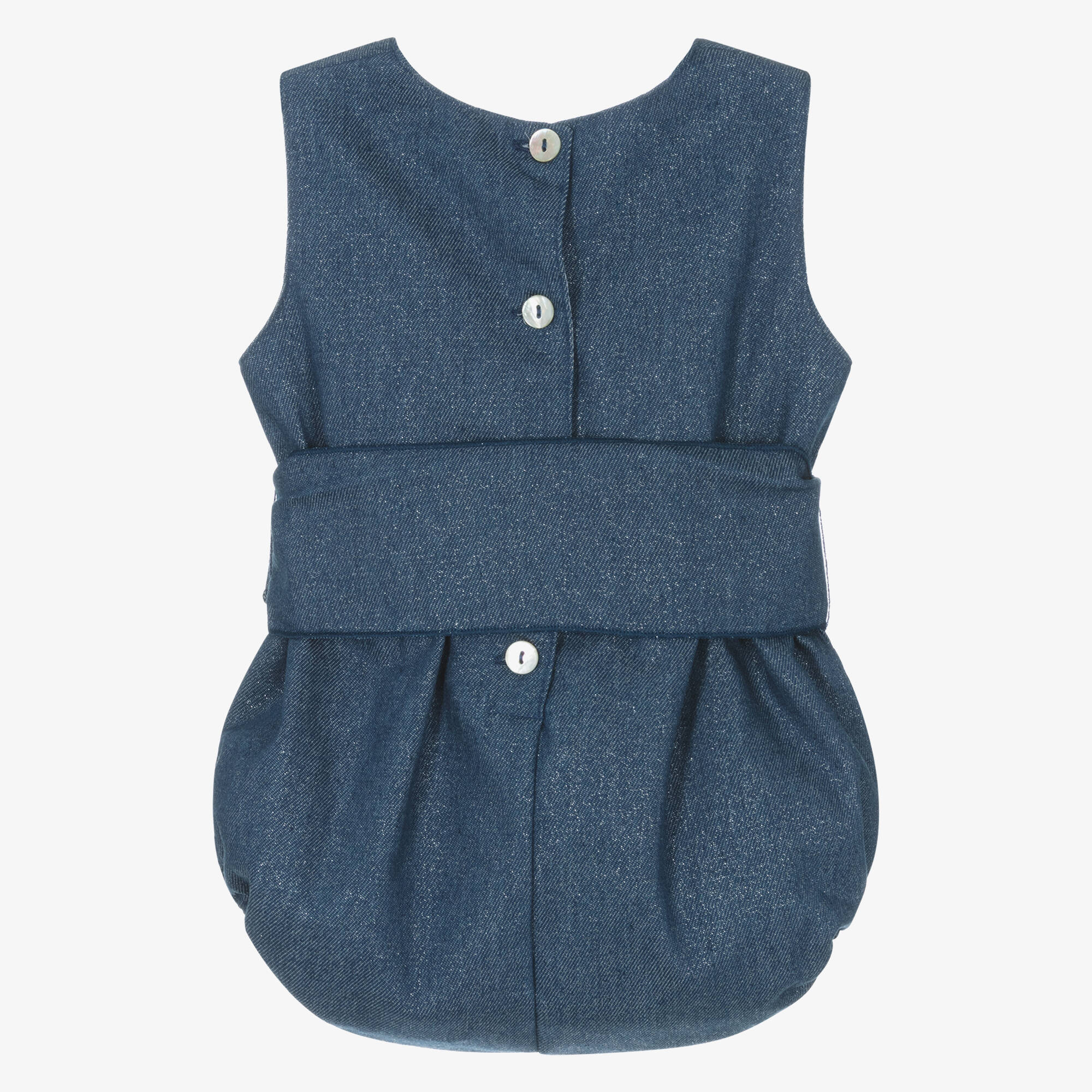 Phi Clothing - Girls Chambray Blue Romper Delight | Childrensalon Outlet