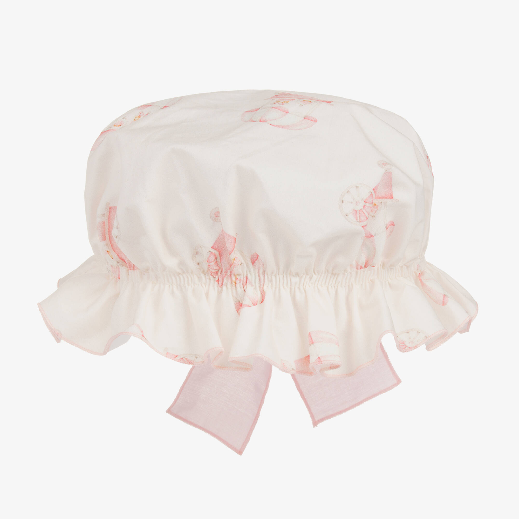 Phi Clothing - Girls Ivory Cart Print Cotton Mop Hat | Childrensalon Outlet