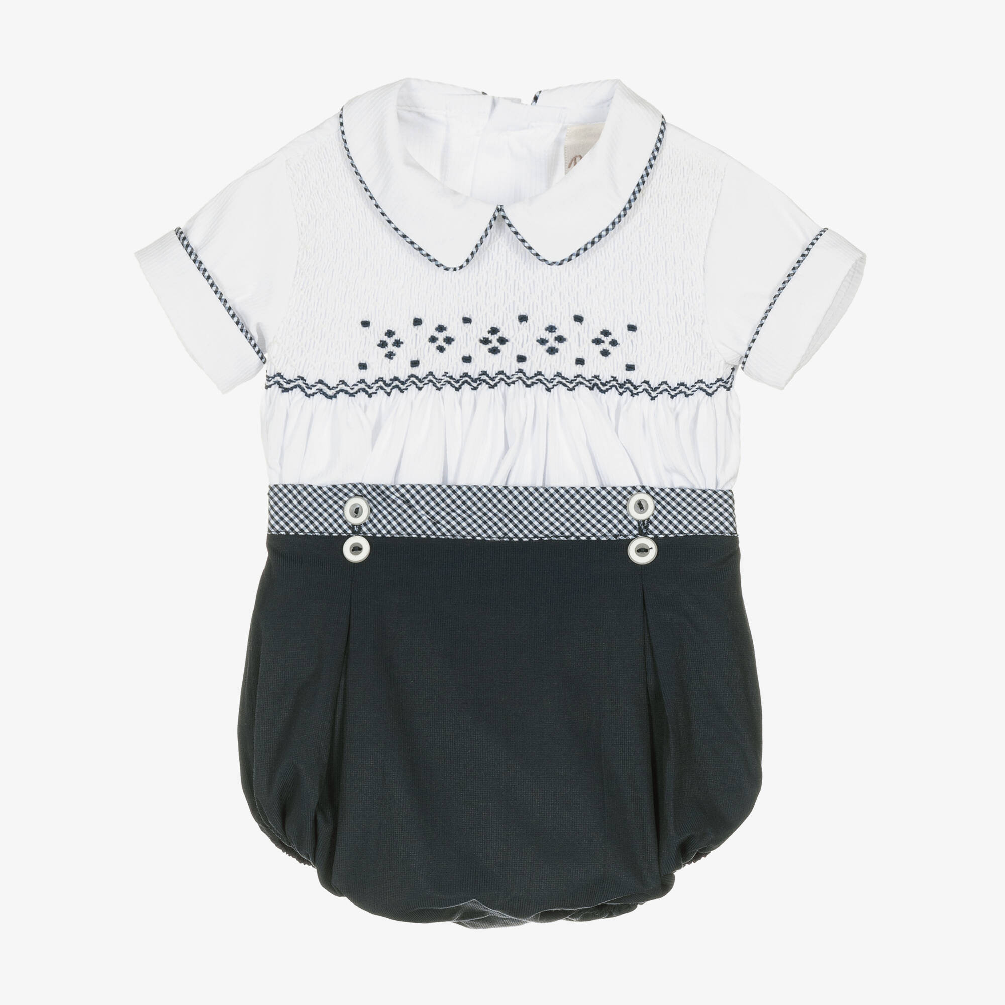 Pretty Originals - Boys Navy Blue Smocked Buster Suit | Childrensalon ...