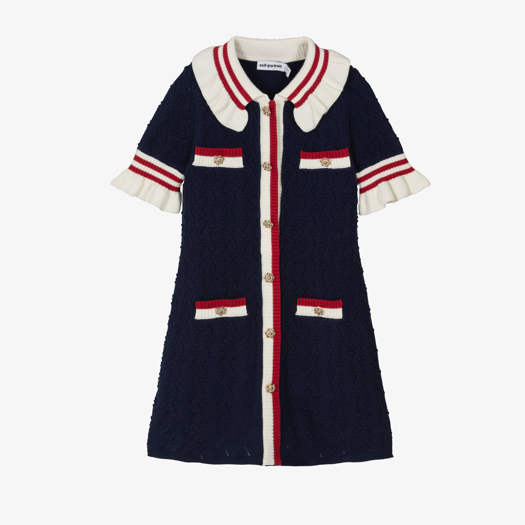 Self-Portrait - Girls Navy Nautical Knit Dress | Childrensalon Outlet