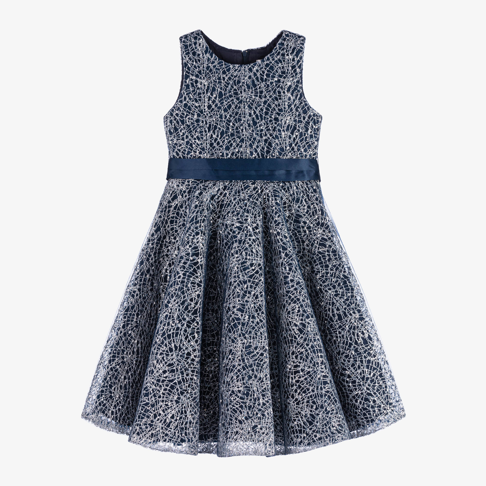 Sevva - Girls Elegant Navy & Silver Dress | Childrensalon Outlet
