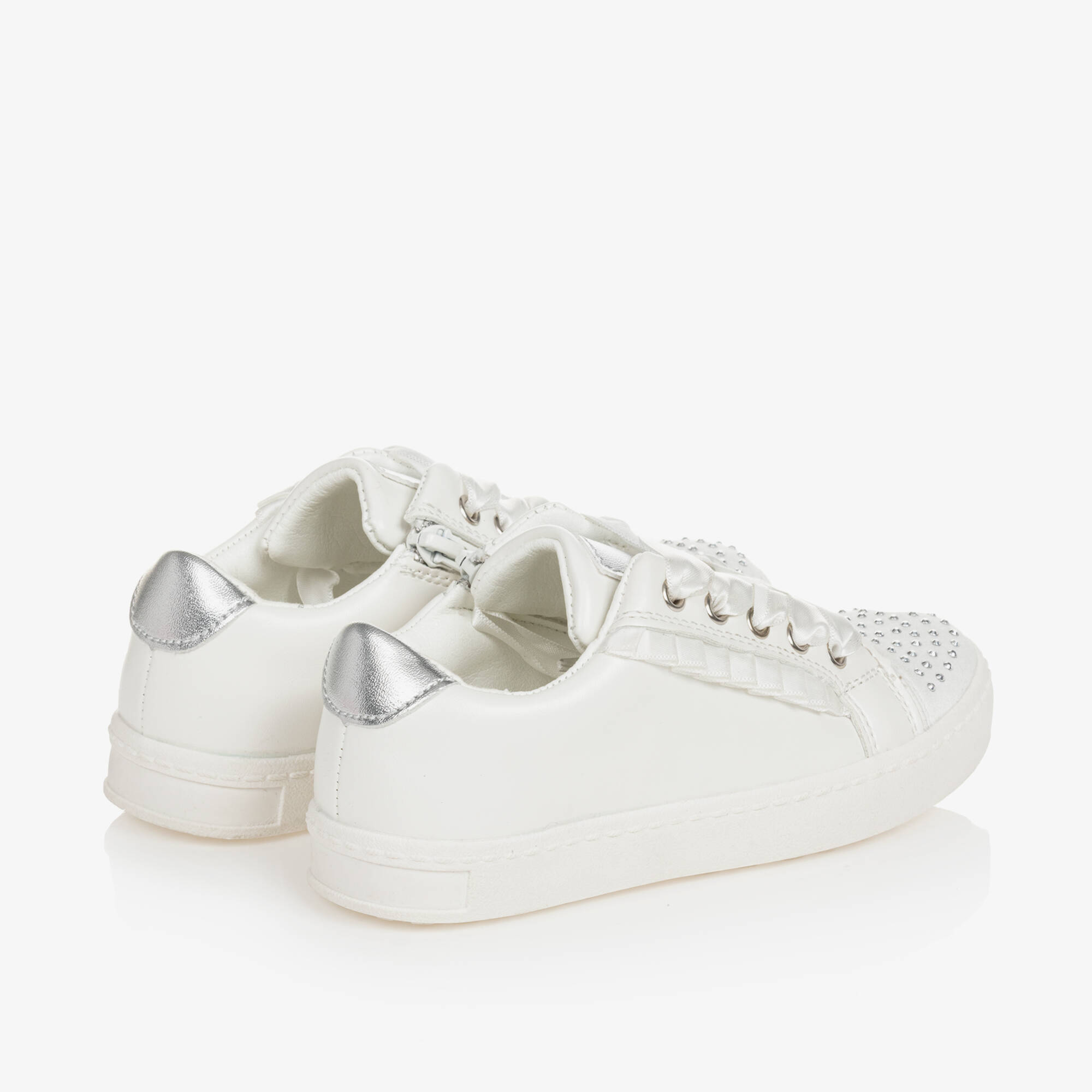 Sevva - Girls Silver-Studded Faux Leather Shoes | Childrensalon Outlet
