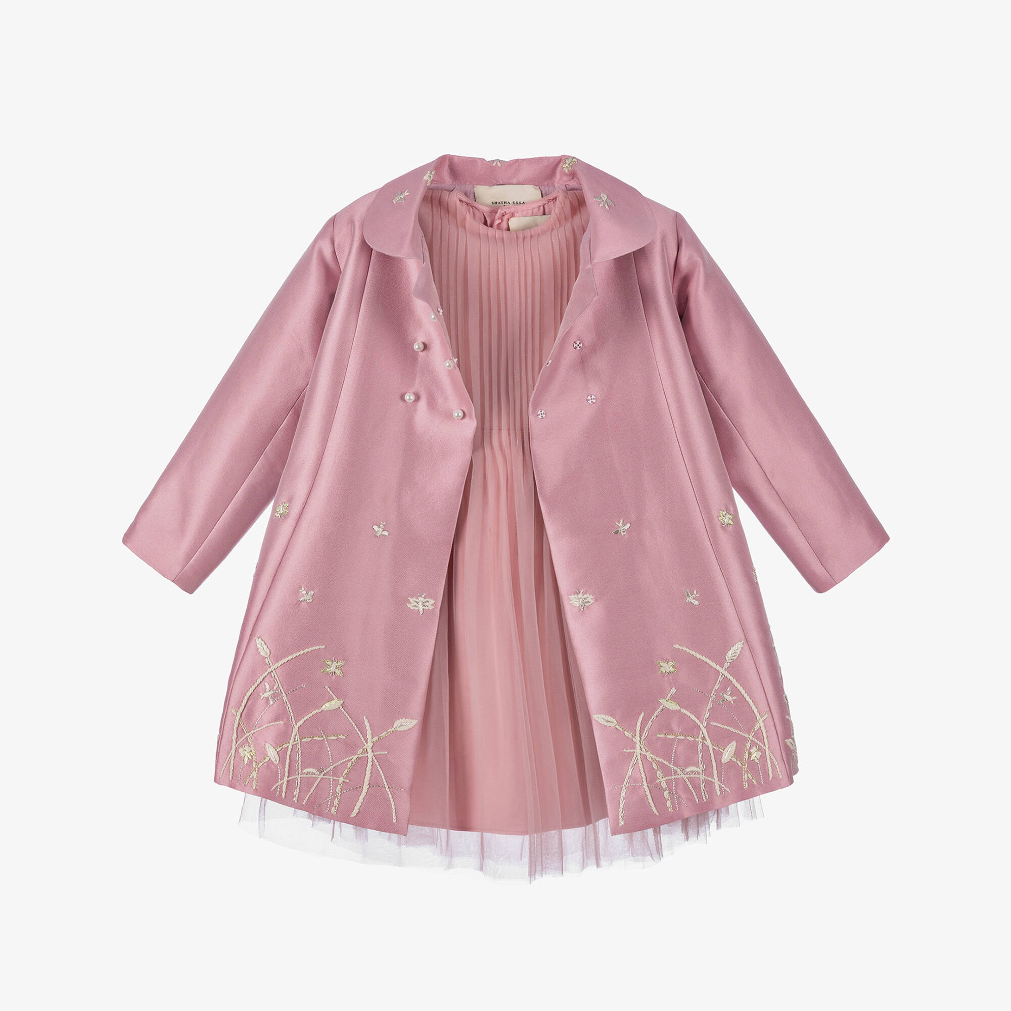 Shatha Essa - Girls Blush Ensemble: Dress & Coat | Childrensalon Outlet