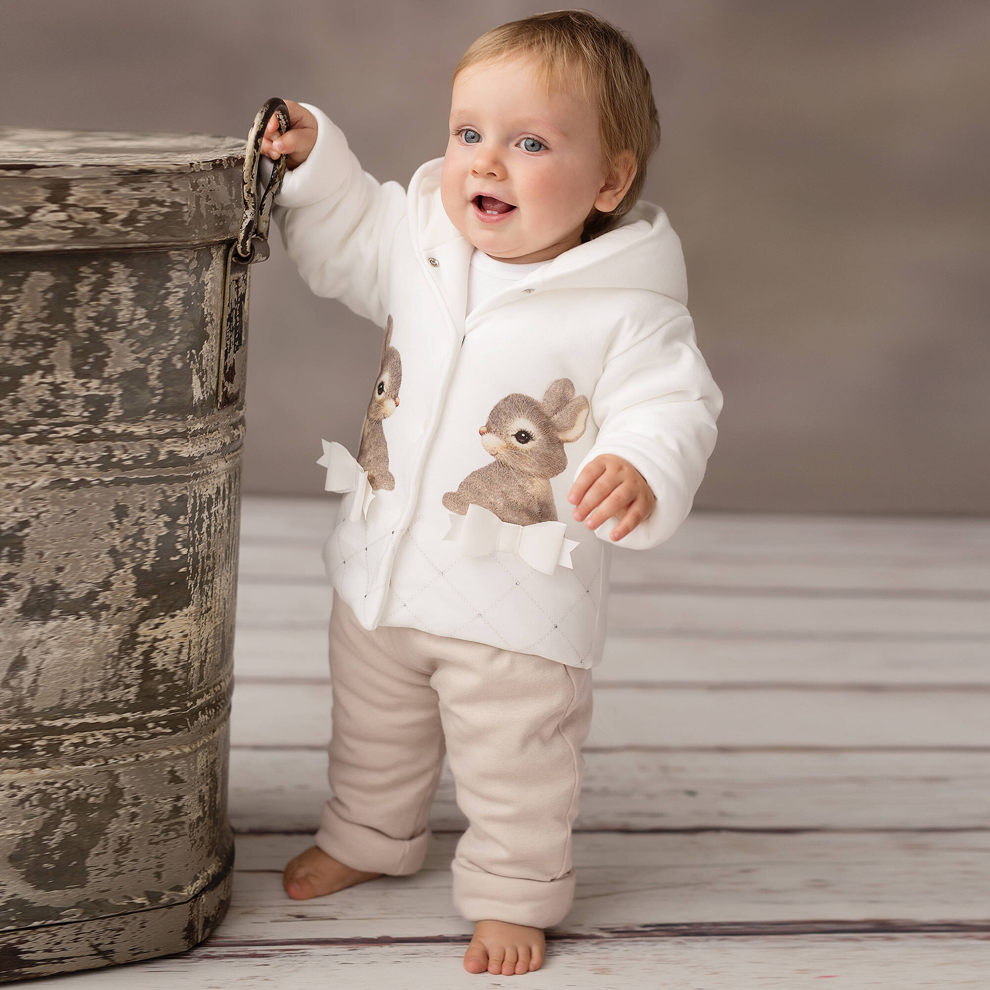 Sofija - Girls Ivory Bunny Pram Attire Set | Childrensalon Outlet