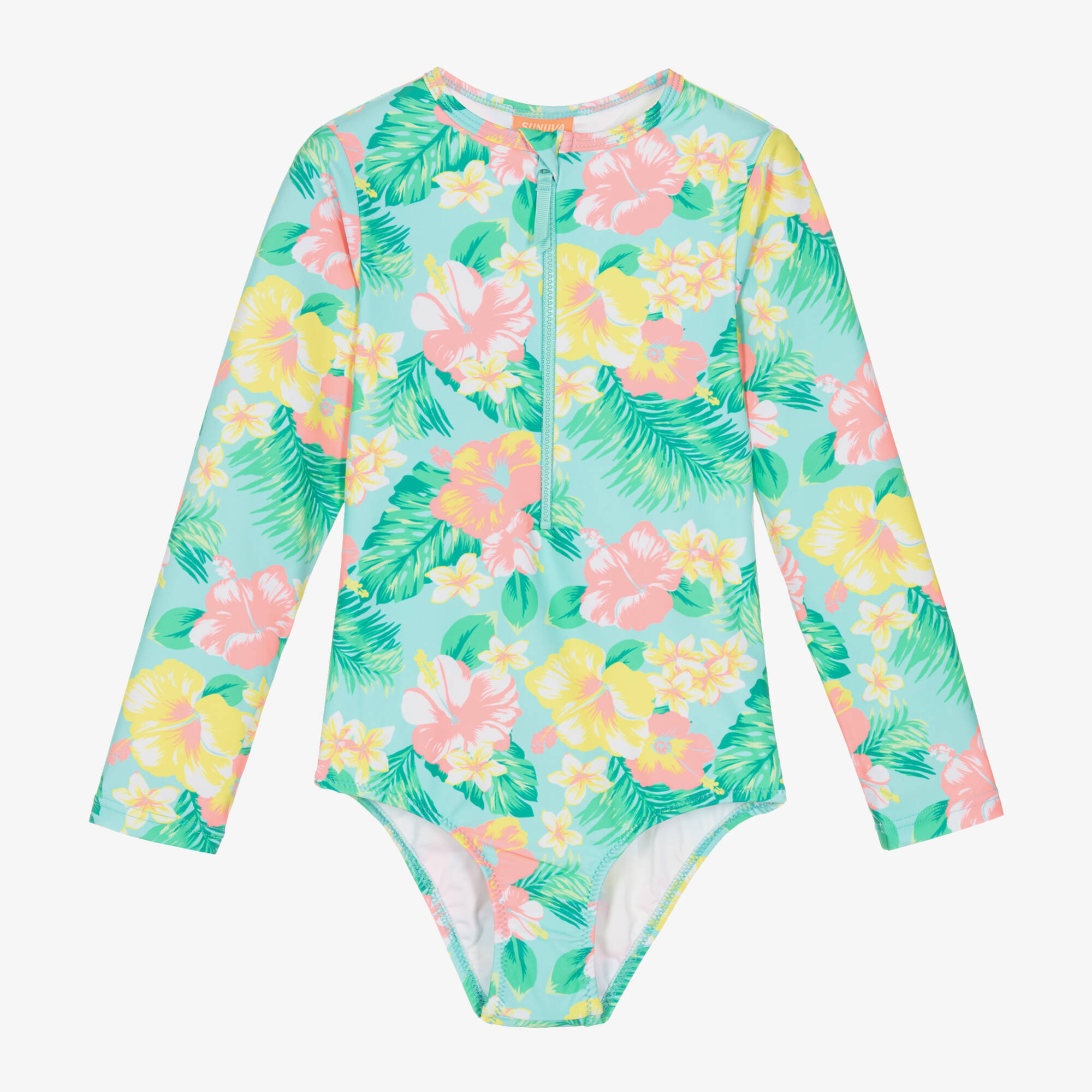 Sunuva - Girls Green Floral Print Swimsuit | Childrensalon Outlet