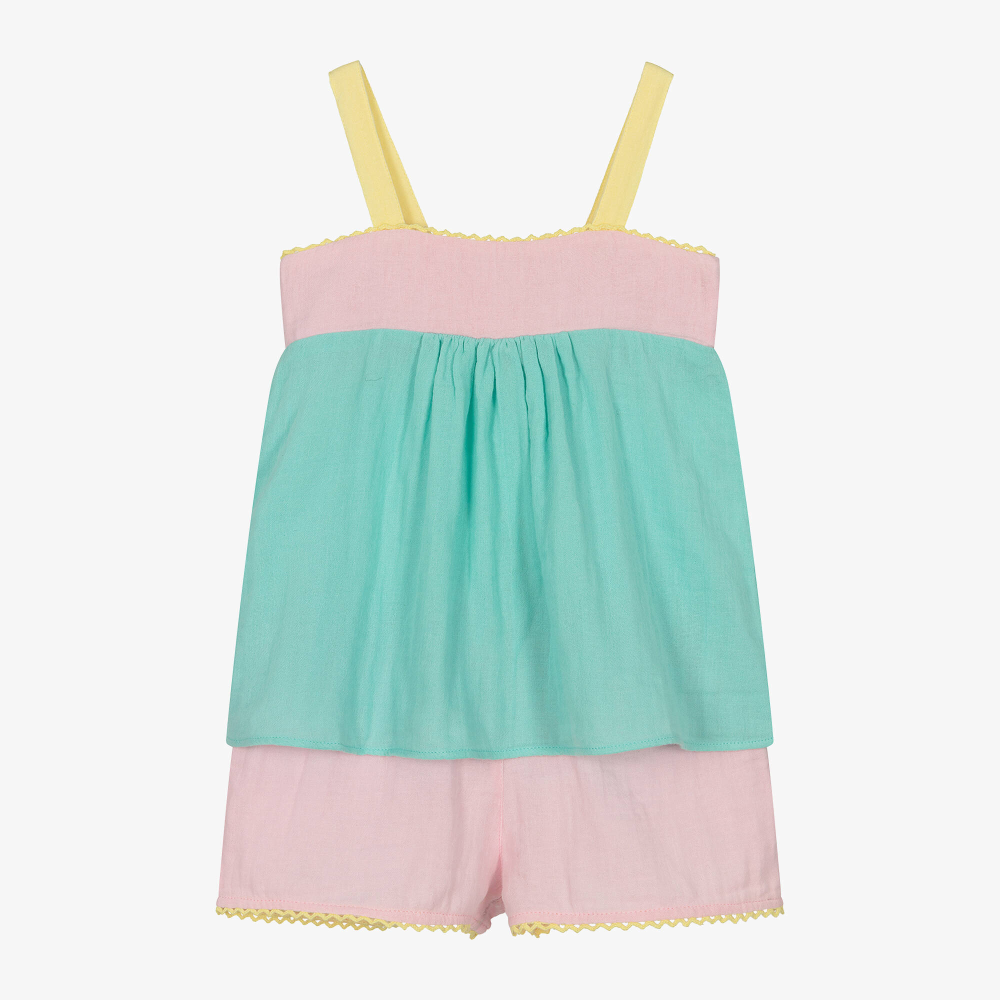 Sunuva - Girls Pink & Green Colourblock Set | Childrensalon Outlet