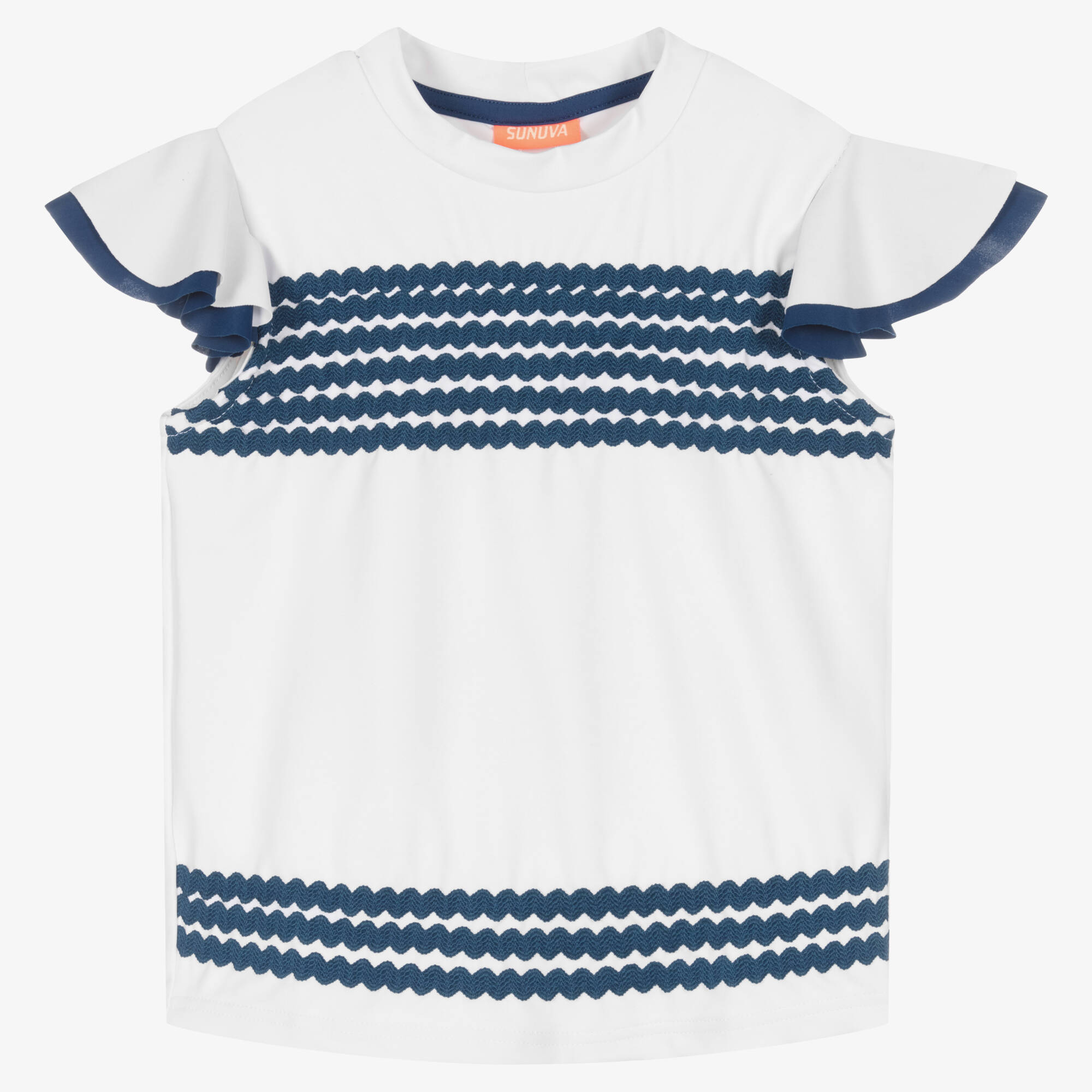 Sunuva - Girls White Ruffle Swim Top | Childrensalon Outlet