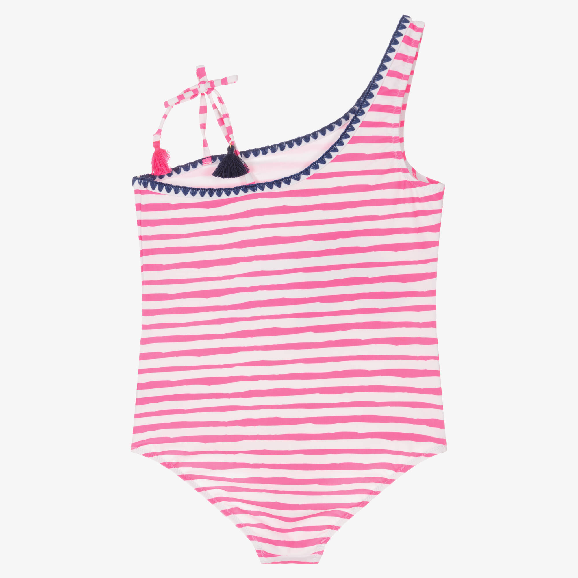 Sunuva - Teen Girls Pink Striped Asymmetric Swimsuit | Childrensalon Outlet