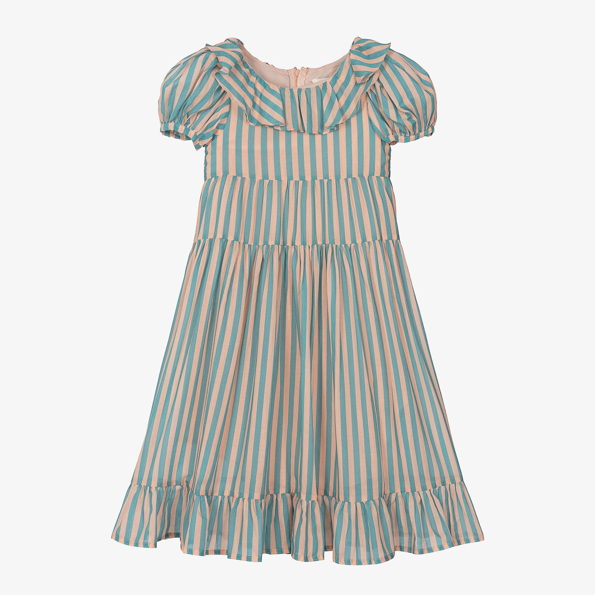 The Middle Daughter - Girls Blue & Pink Striped Cotton Dress ...