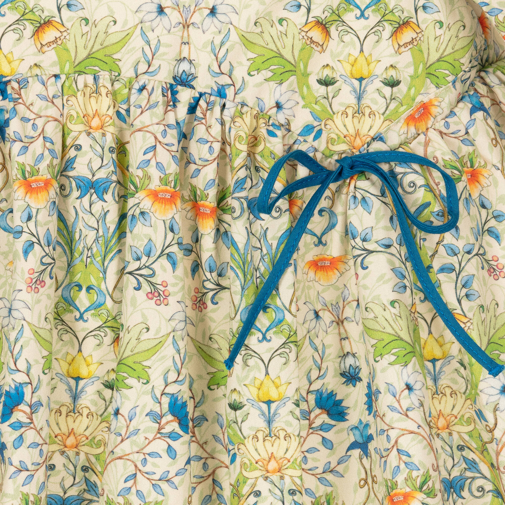 The Middle Daughter - Girls Ivory & Blue Floral Cotton Dress ...