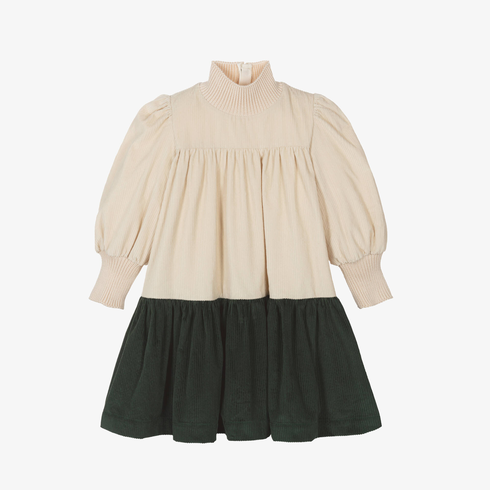 The Middle Daughter - Girls Ivory & Green Corduroy Dress ...