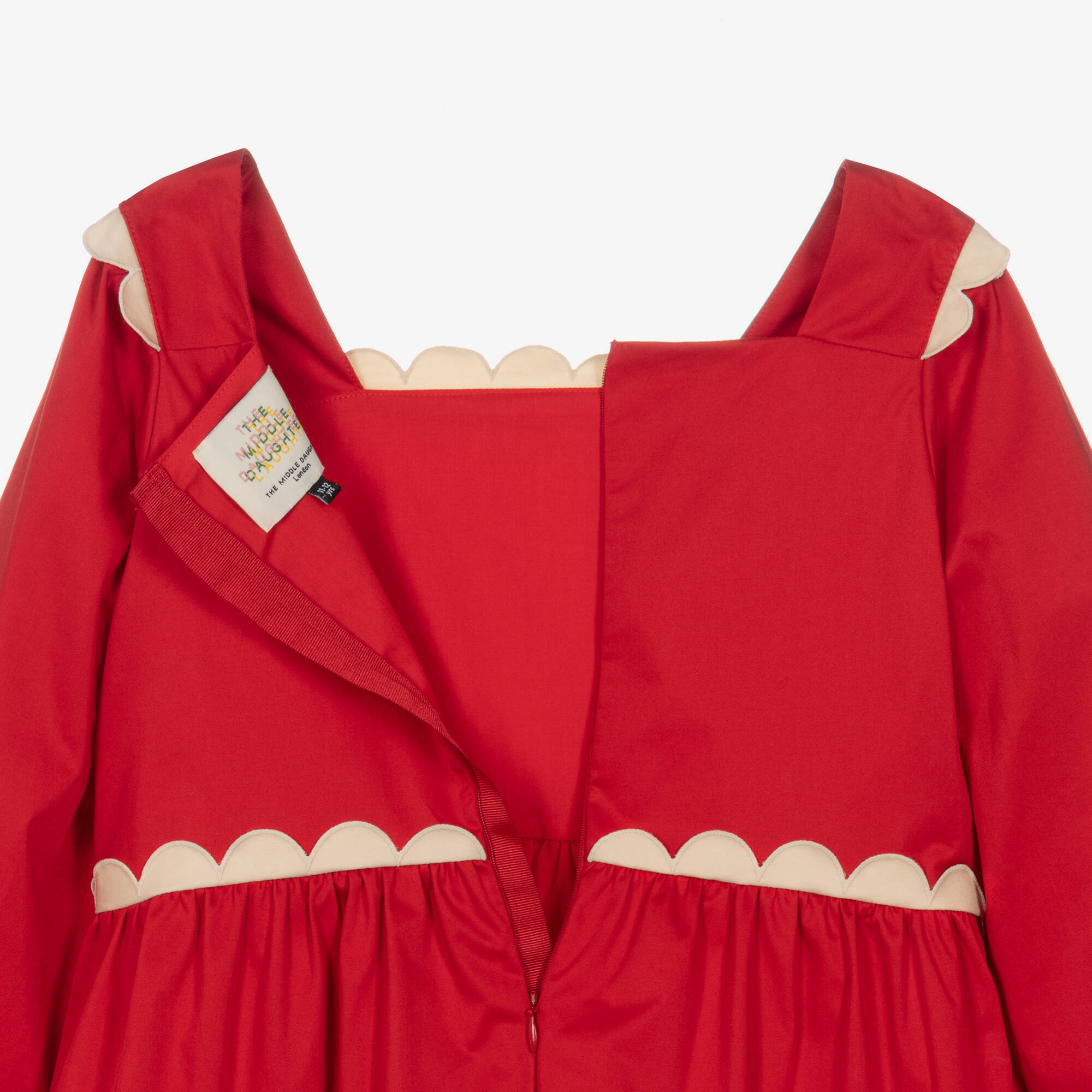 The Middle Daughter - Teen Girls Red & Ivory Scallop Dress ...