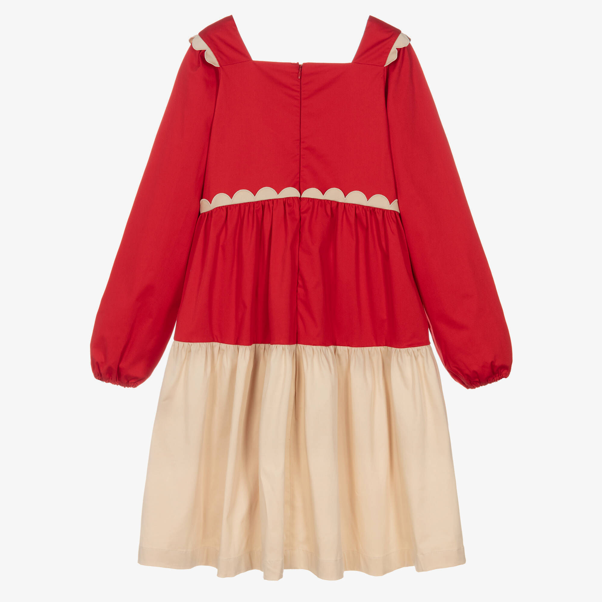The Middle Daughter - Teen Girls Red & Ivory Scallop Dress ...