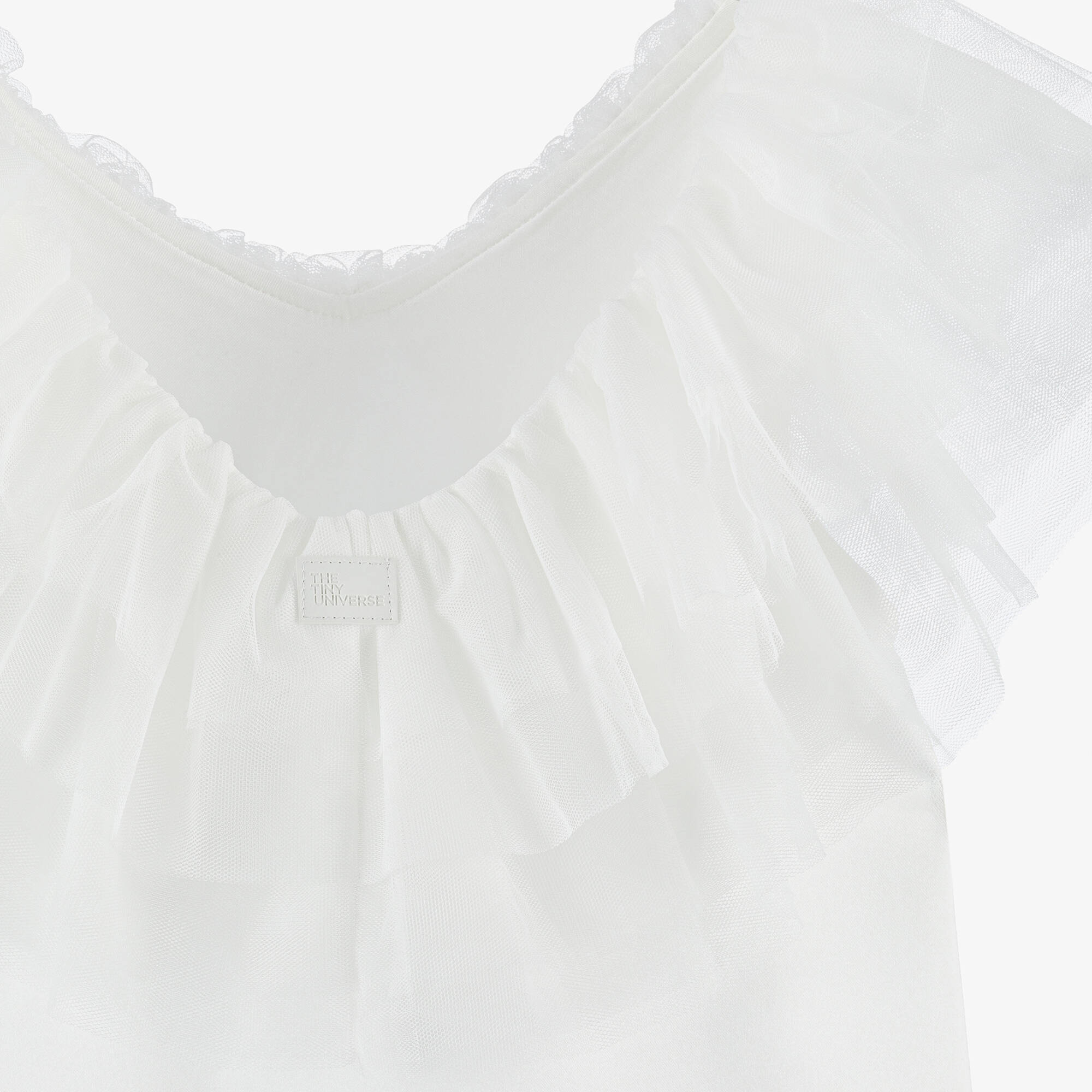 The Tiny Universe - Girls White Satin & Tulle Dress | Childrensalon Outlet