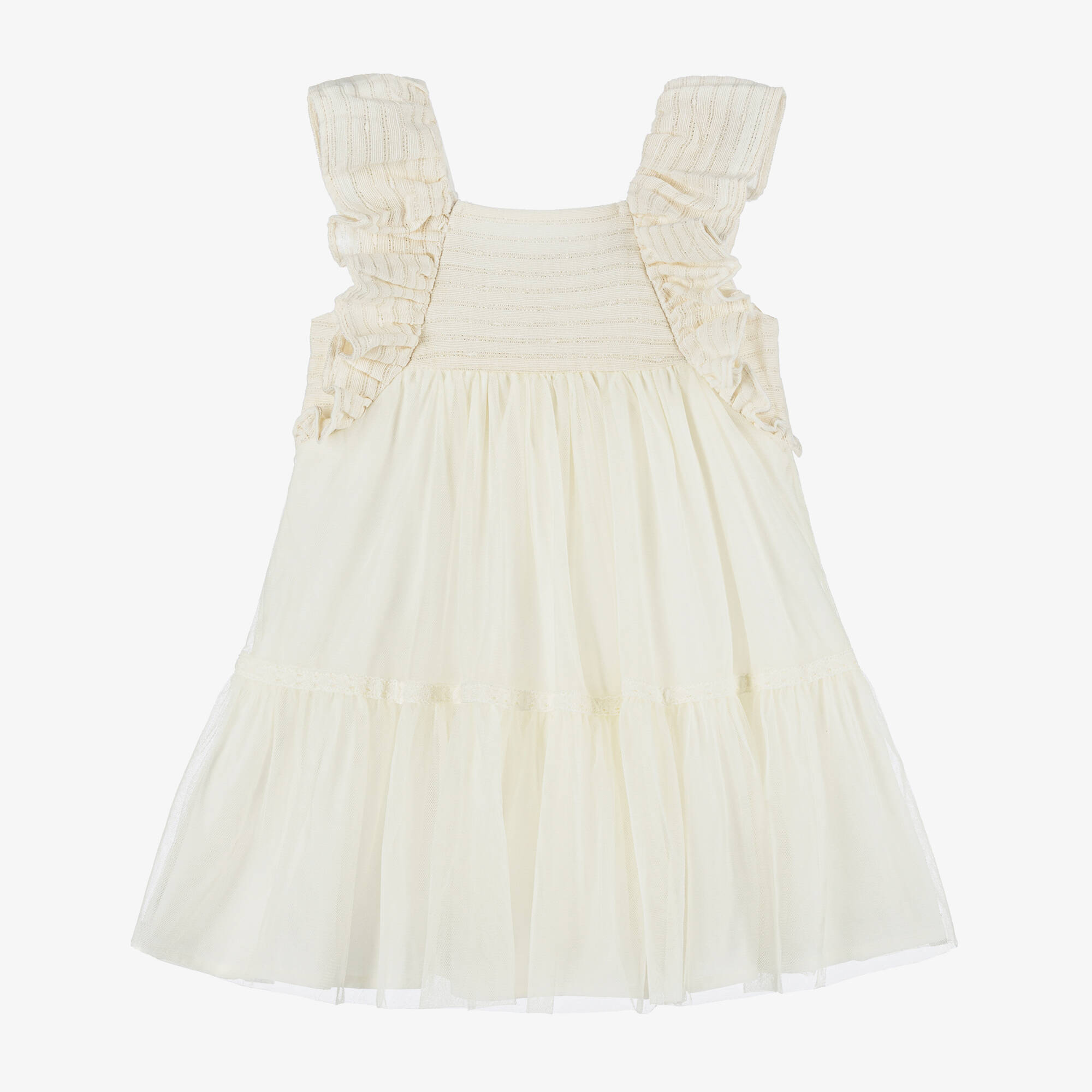 Tutto Piccolo - Girls Ivory Tulle & Cotton Dress | Childrensalon Outlet