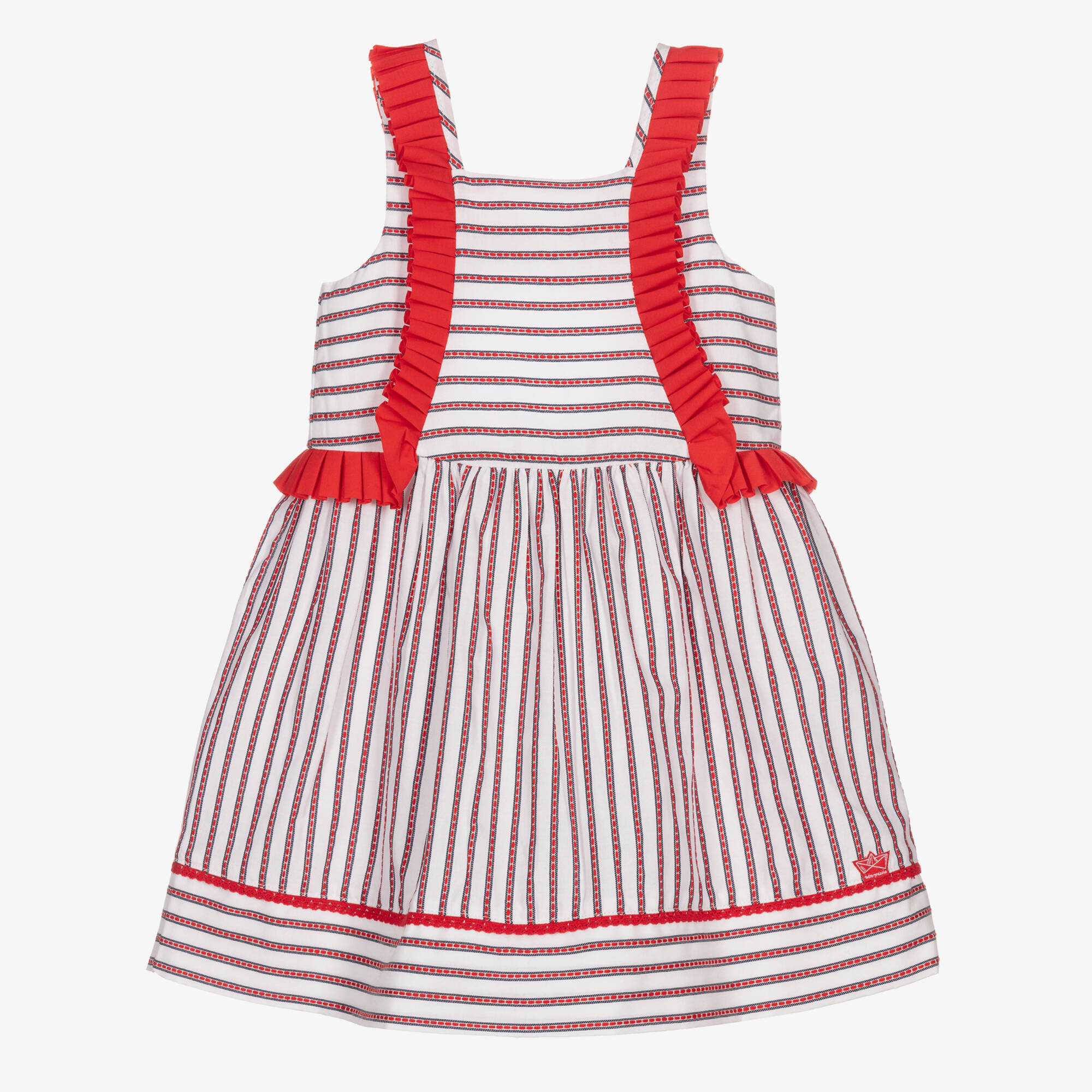 Tutto Piccolo - White & Red Striped Dress | Childrensalon Outlet