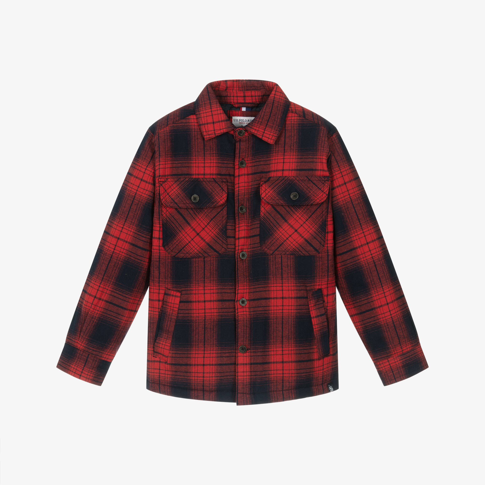 U.S. Polo Assn. - Boys Red & Blue Check Shacket | Childrensalon Outlet