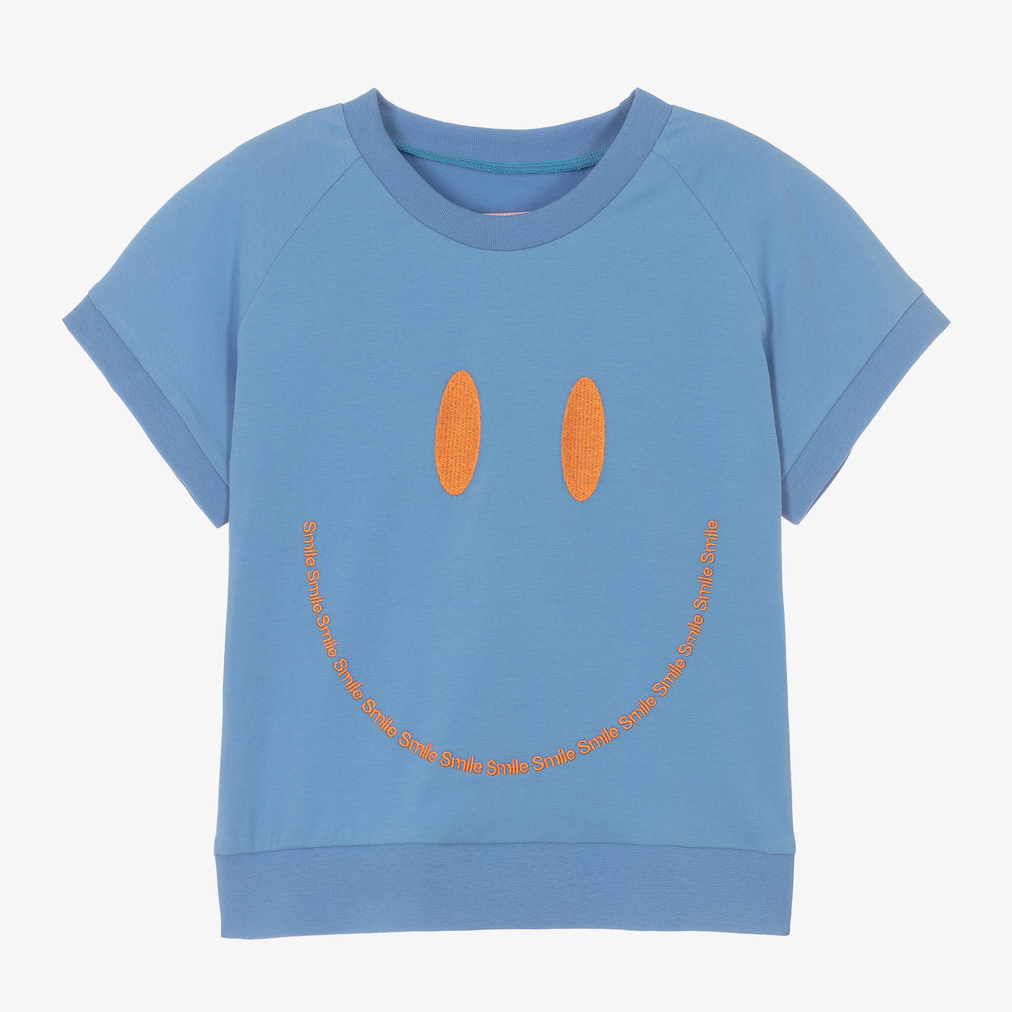 Wauw Capow - Boys Blue Cotton Smile T-Shirt | Childrensalon Outlet