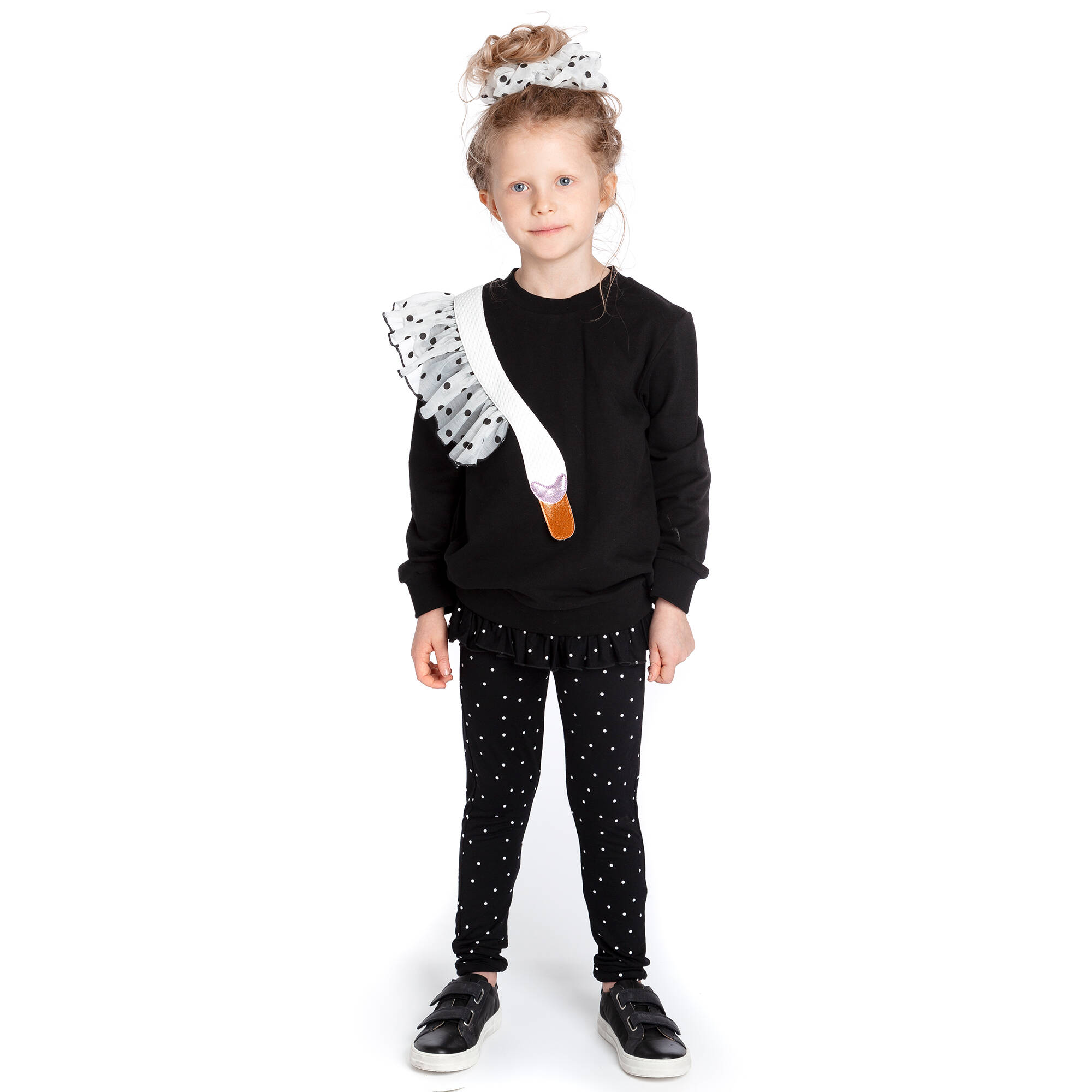 Wauw Capow - Girls Charcoal Spotty Leggings | Childrensalon Outlet