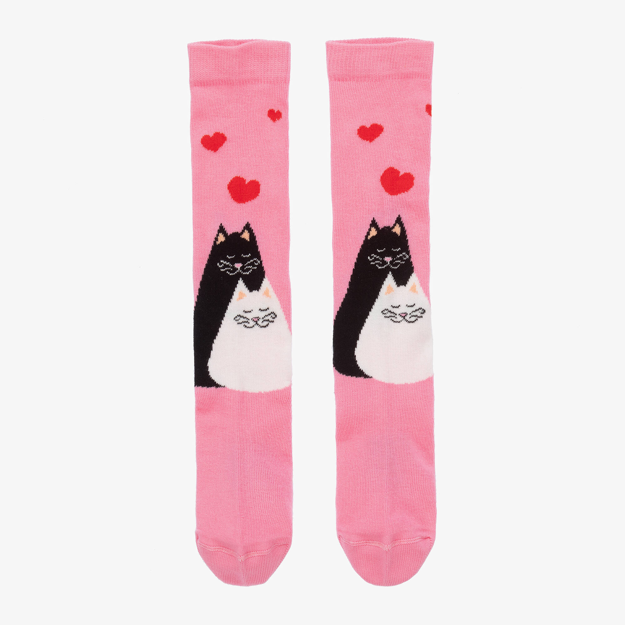 Wauw Capow - Girls Pink Cat Knee Socks | Childrensalon Outlet